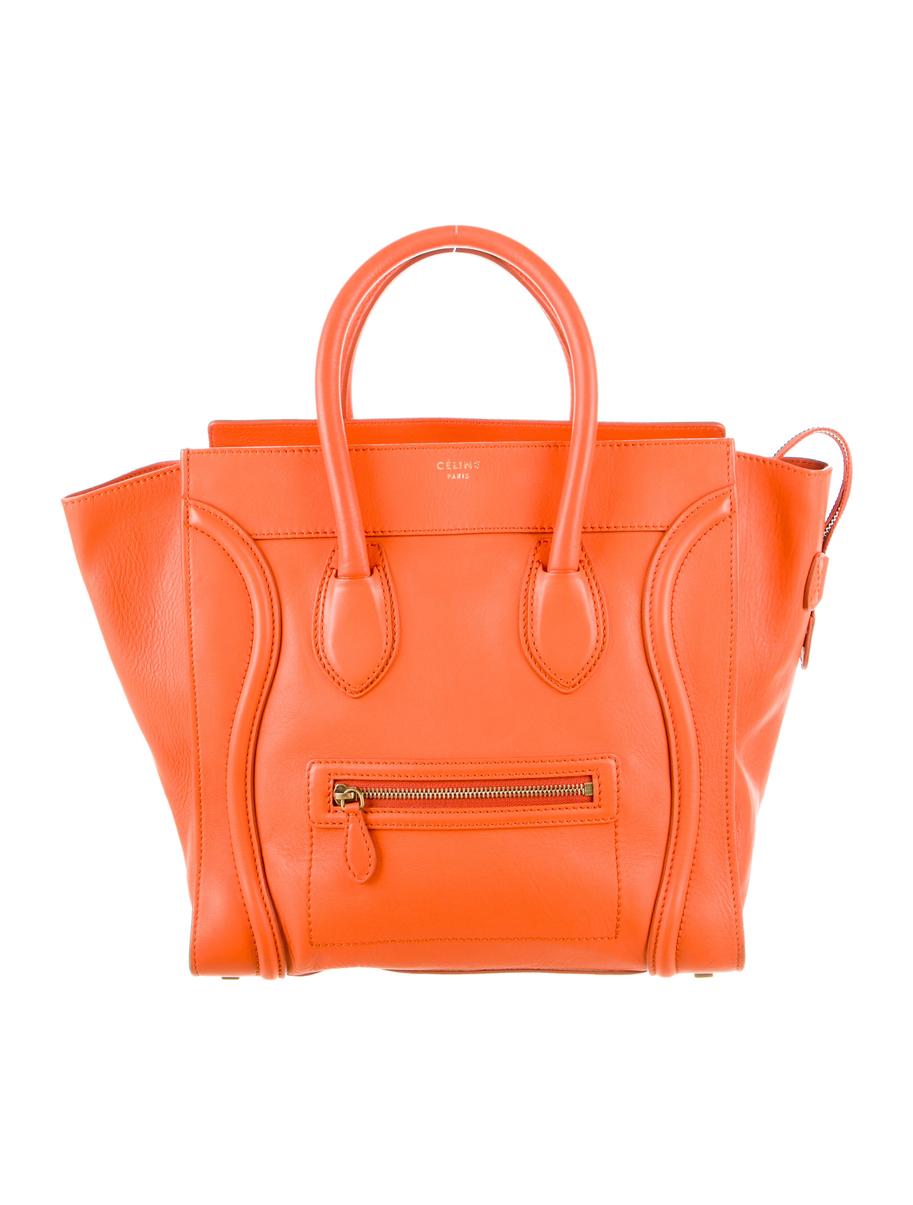 Celine Céline Micro Luggage Tote - Orange Totes, Handbags - CEL43385 ...