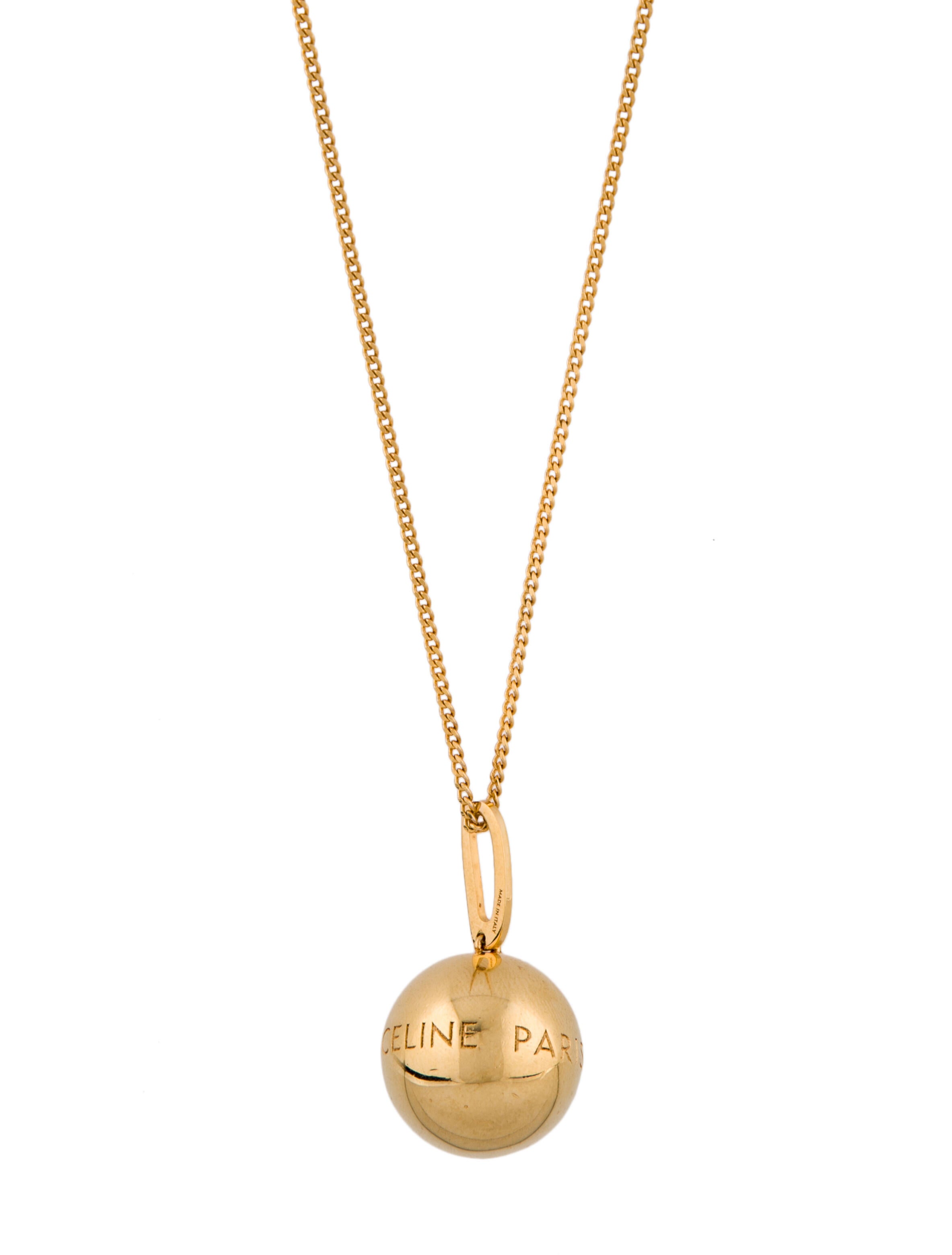 Celine Paris Ball Pendant Necklace - Brass Pendant Necklace, Necklaces ...