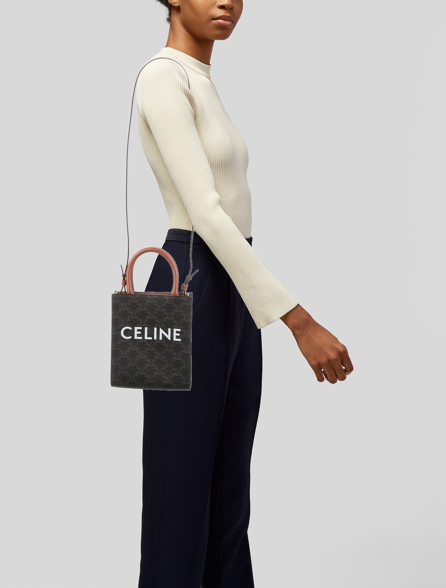 Celine Triomphe Large Vertical Cabas - Black Totes, Handbags ...