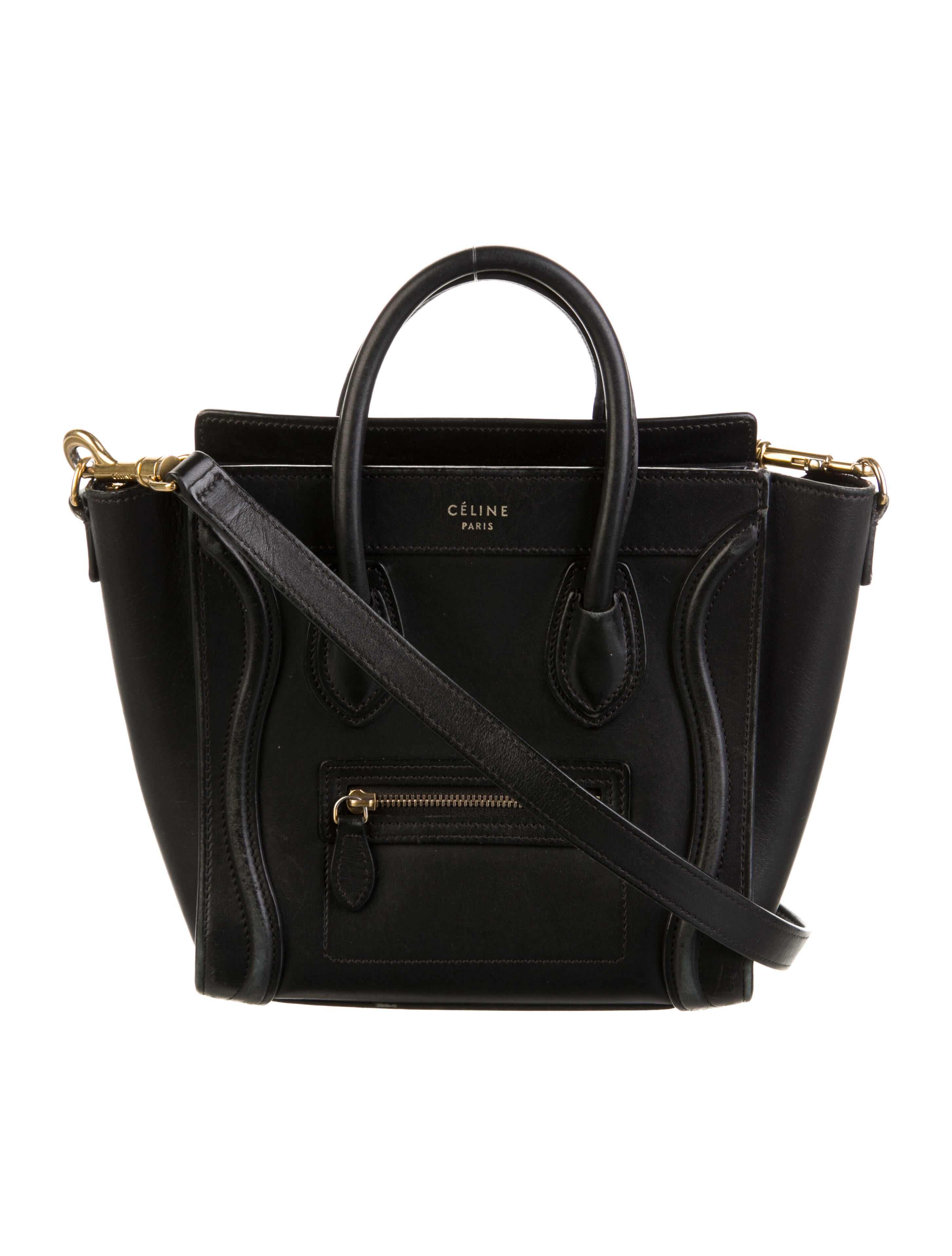 Celine Nano Luggage Tote W/ Strap - Black Totes, Handbags - CEL253618 ...