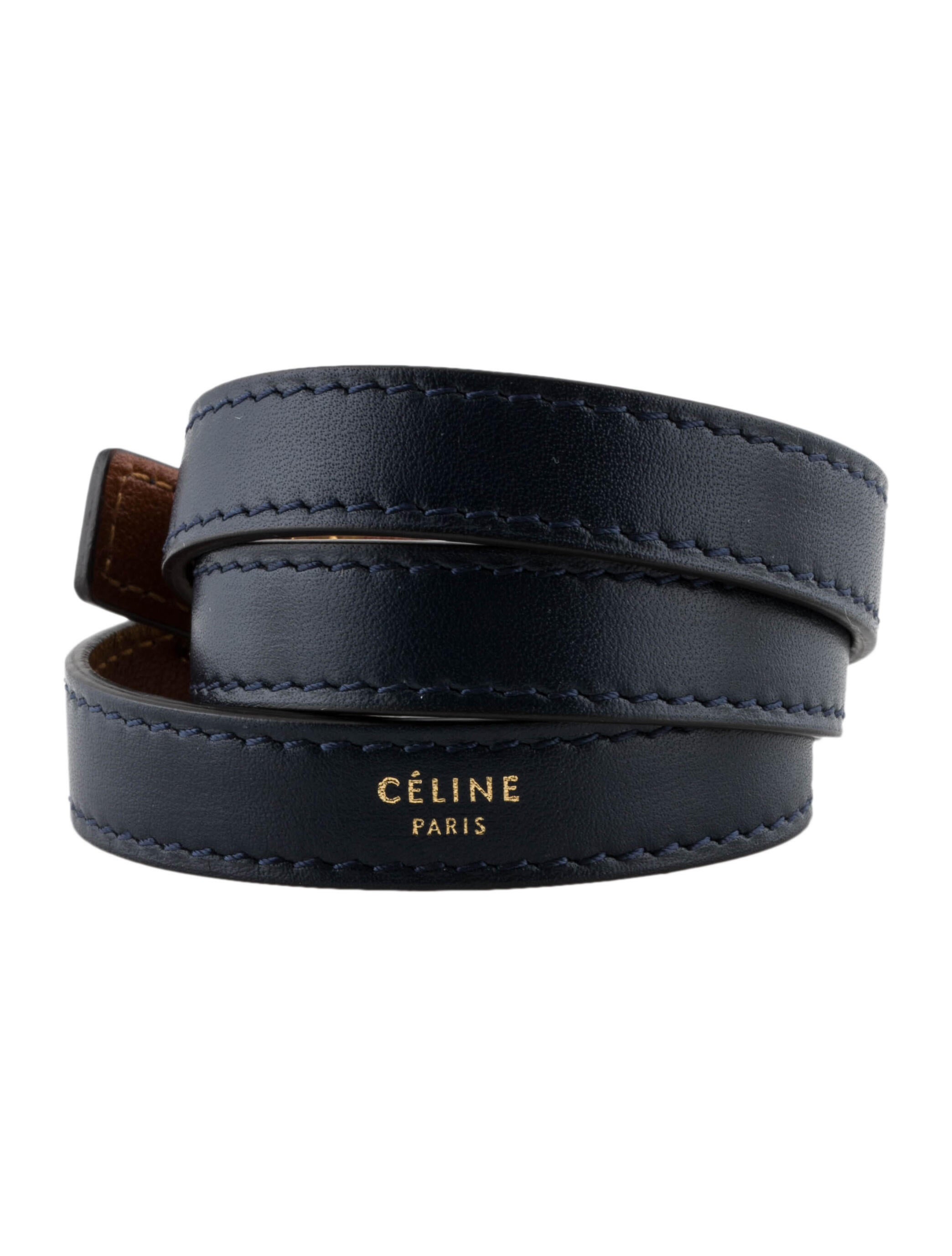 Celine Leather Triple Wrap Bracelet - Brass Wrap, Bracelets - CEL265489 ...