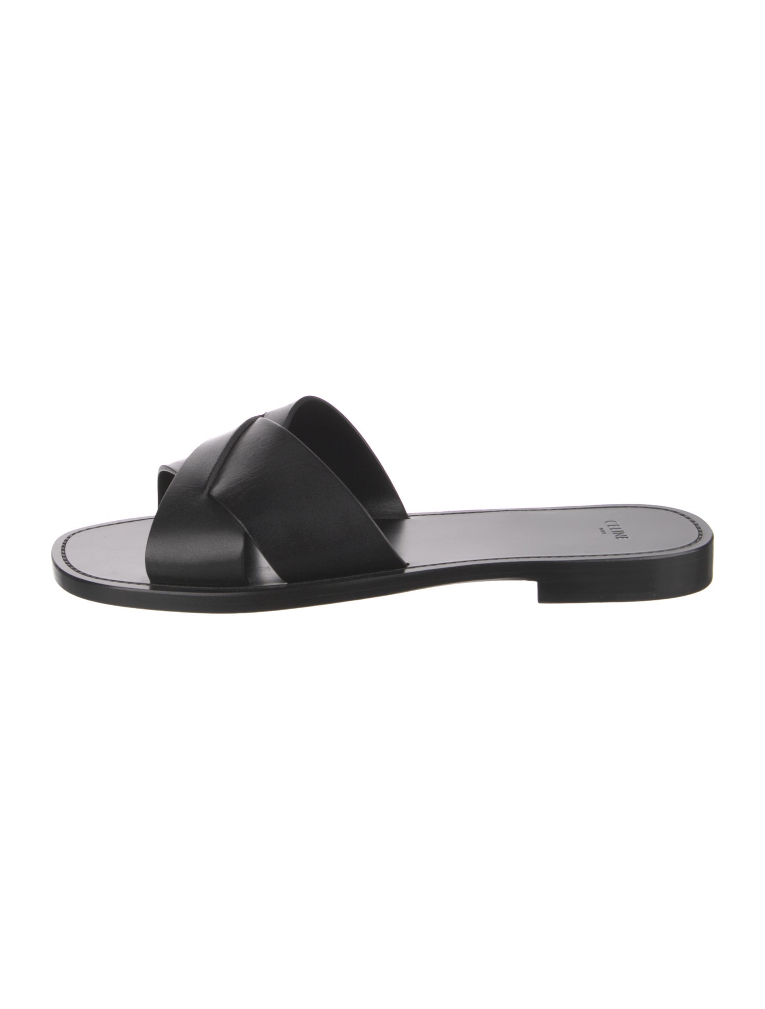 Celine Leather Slides - Black Sandals, Shoes - CEL265749 | The RealReal