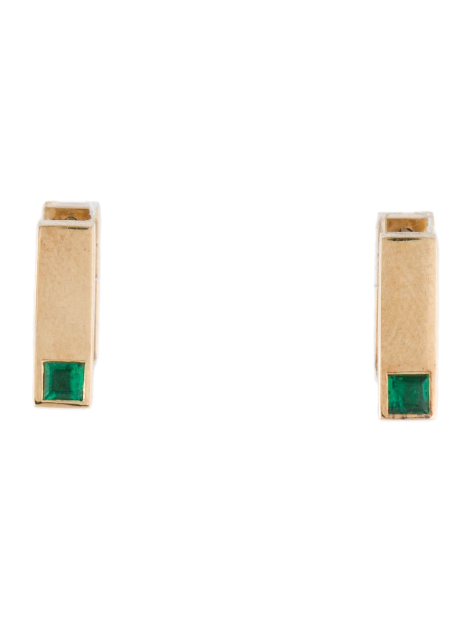 Celine 18K Emerald Sentimental Square Huggie Earrings - 18K Yellow Gold ...