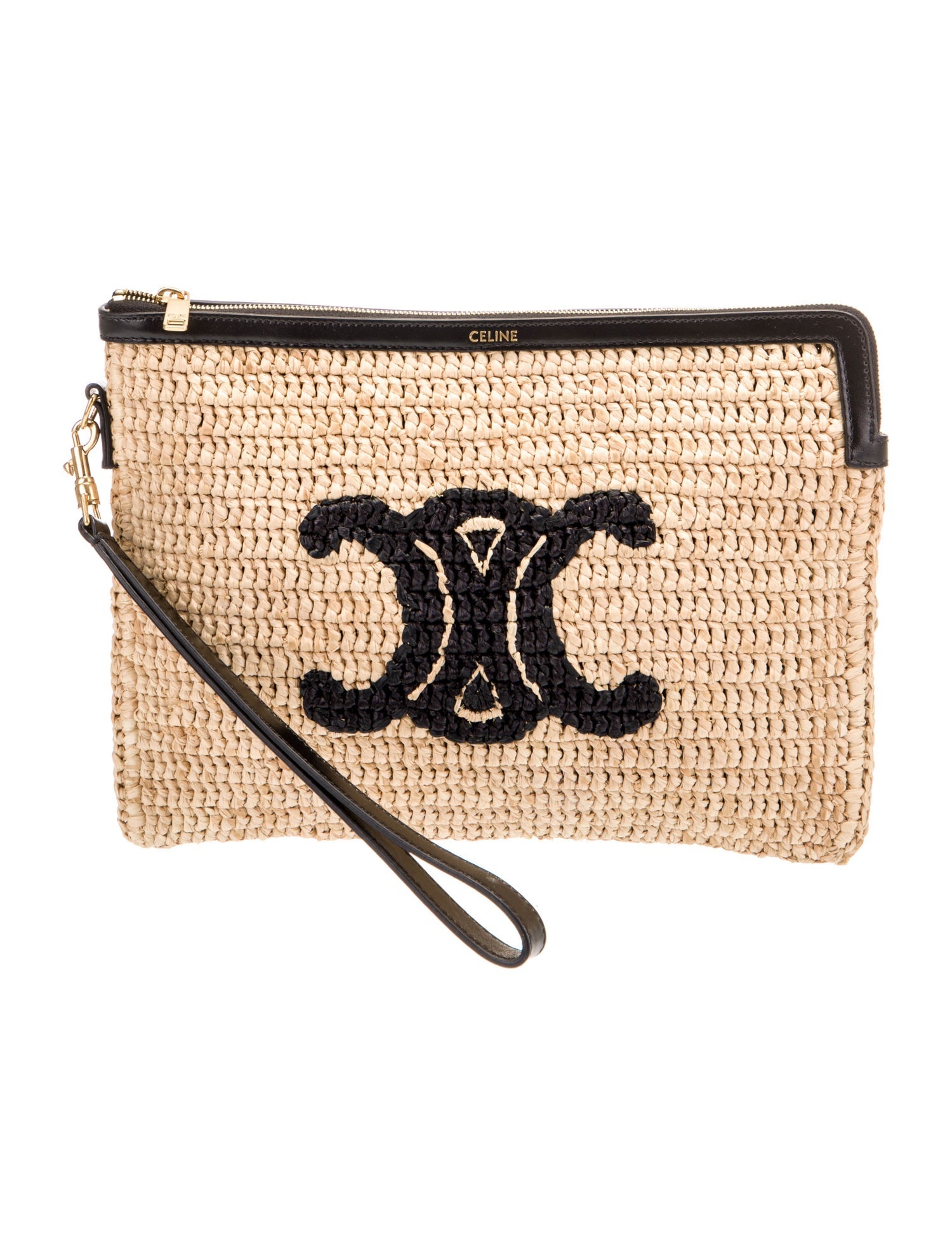 Celine 2022 Raffia Triomphe Pouch - Neutrals Clutches, Handbags ...