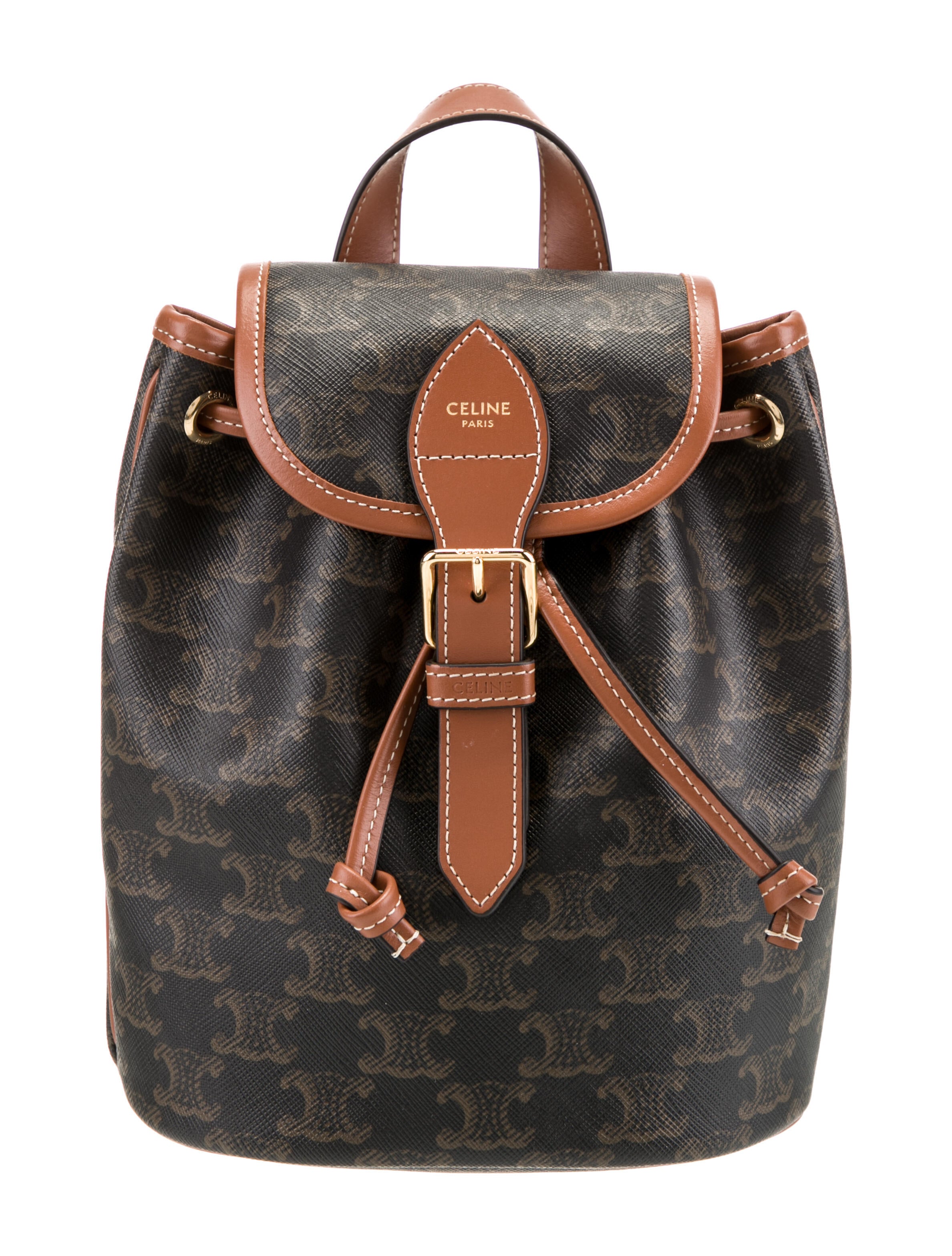 Celine 2023 Triomphe Mini Folco Backpack - Brown Backpacks, Handbags ...