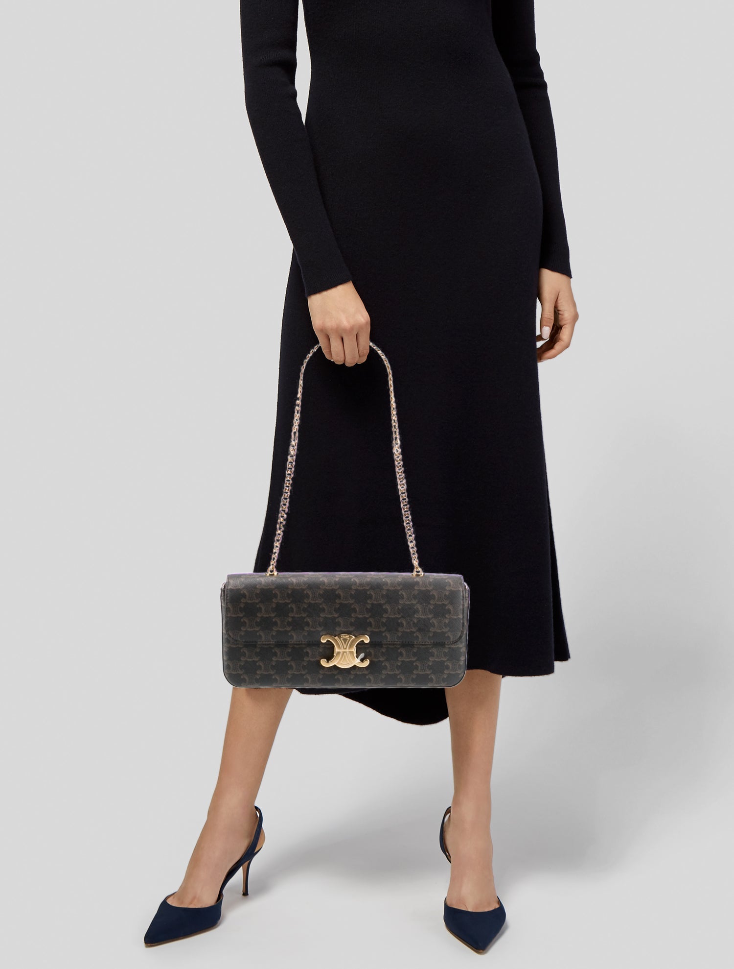 Celine Triomphe Chain Bag - Brown Shoulder Bags, Handbags - CEL273491 ...