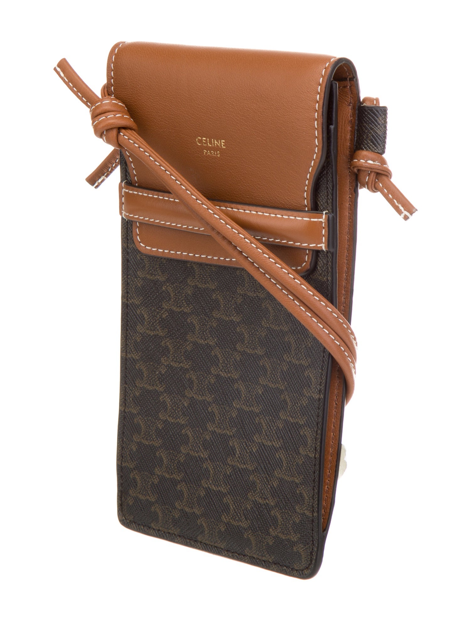 Celine 2023 Triomphe Phone Pouch - Brown Crossbody Bags, Handbags ...