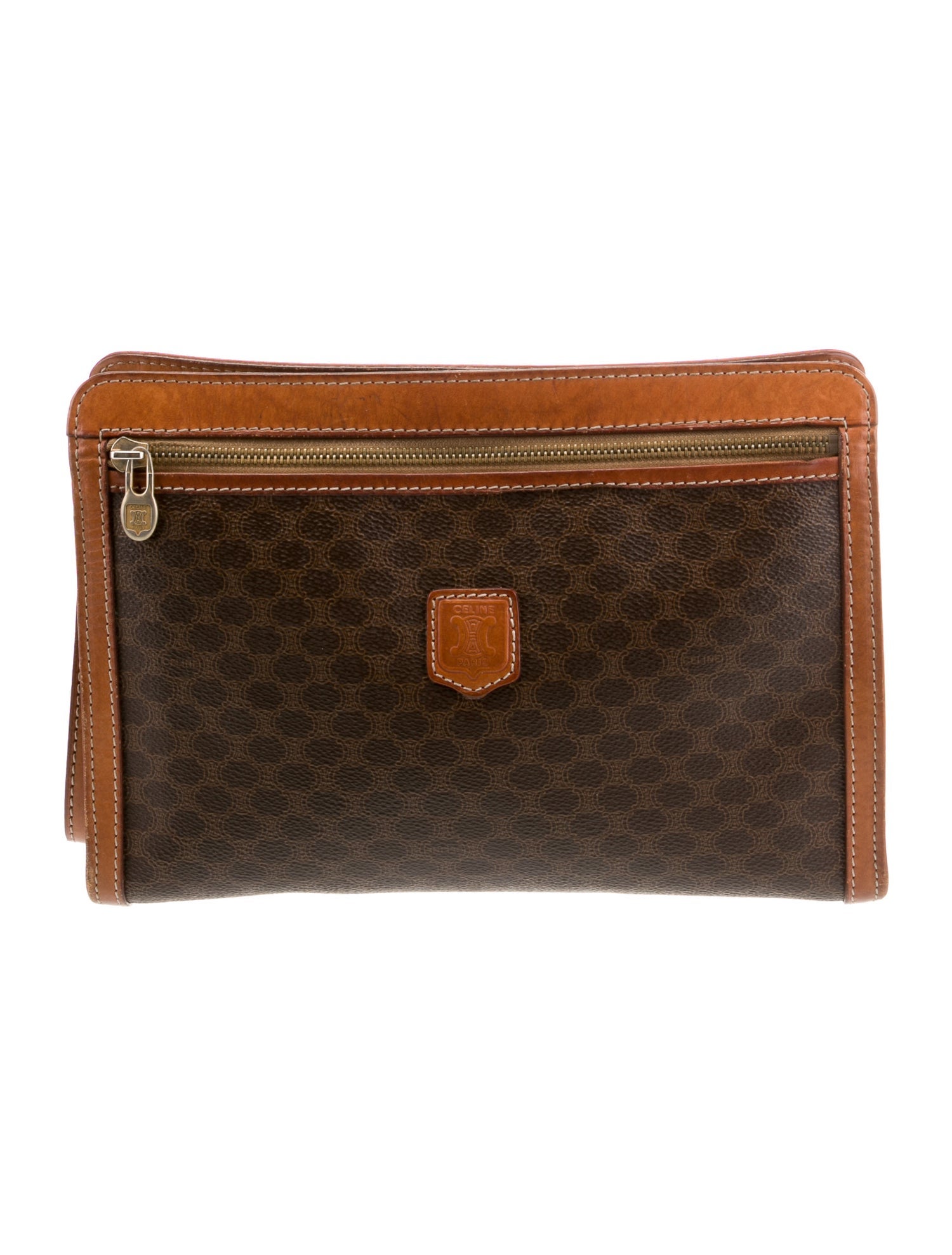 Celine Vintage Macadam Pouch - Brown Portfolios & Pouches, Bags ...