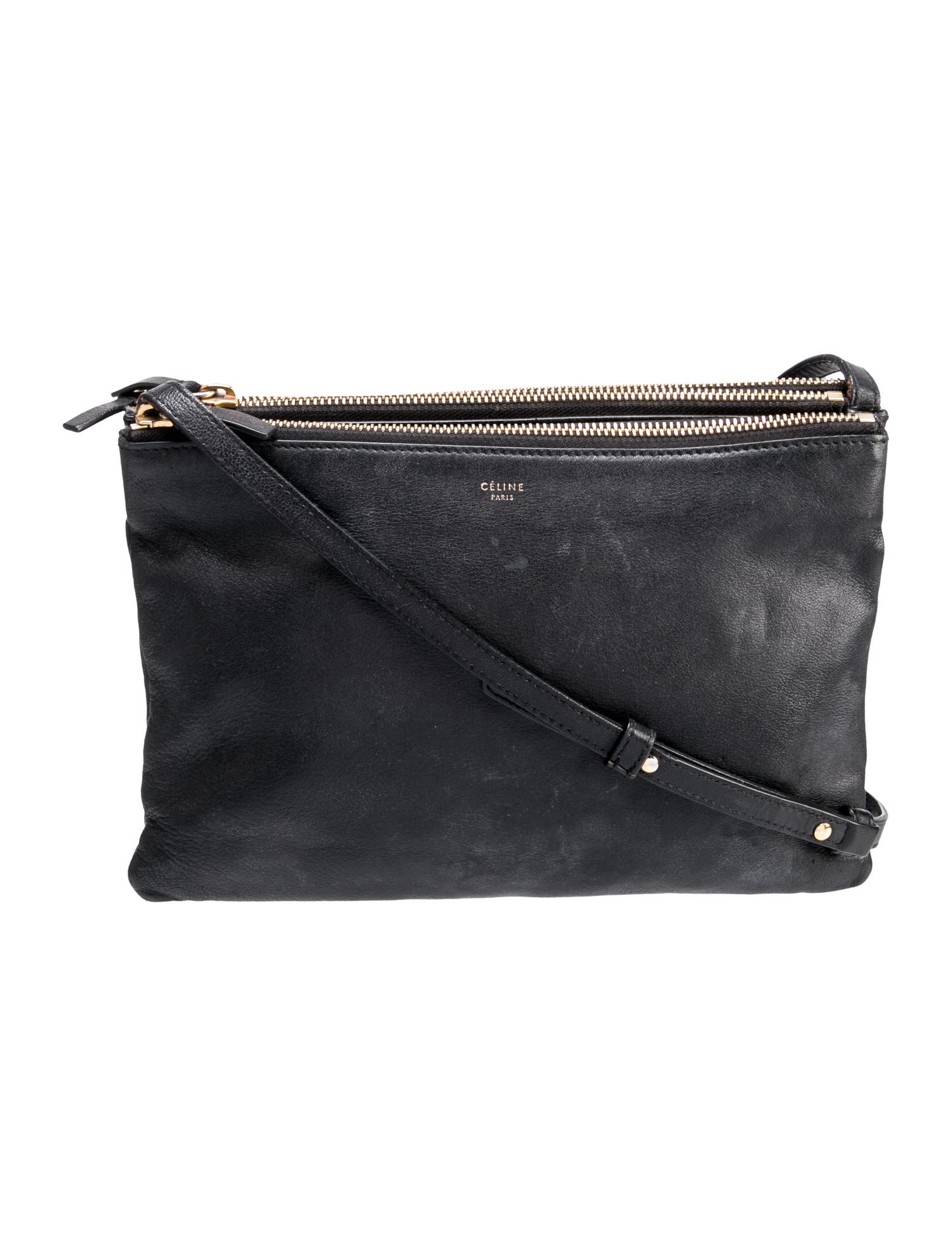 Celine Leather Trio Crossbody - Black Crossbody Bags, Handbags ...