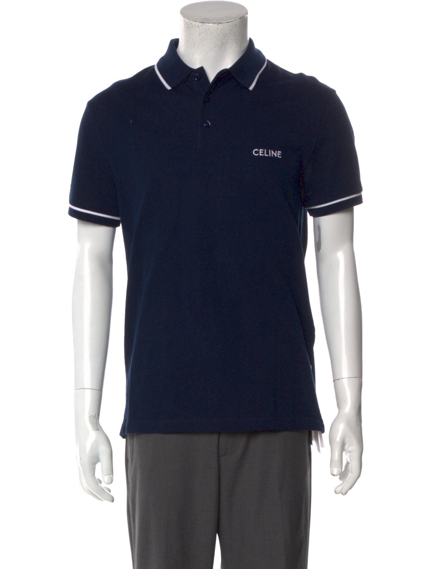 Celine Collar Short Sleeve Polo Shirt w/ Tags - Blue Polos, Clothing ...