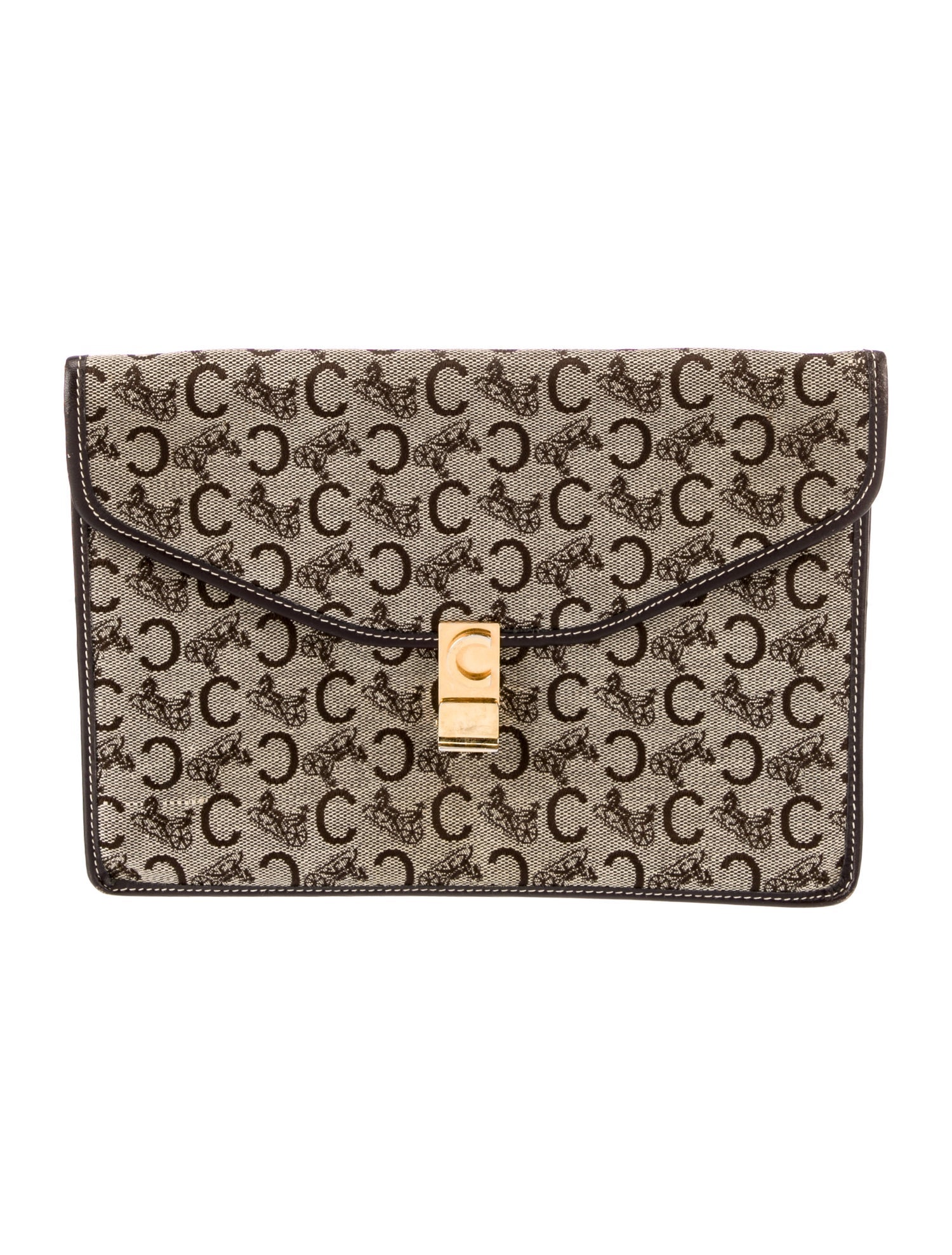 Celine Vintage C Monogram Clutch - Brown Clutches, Handbags - CEL280464 ...