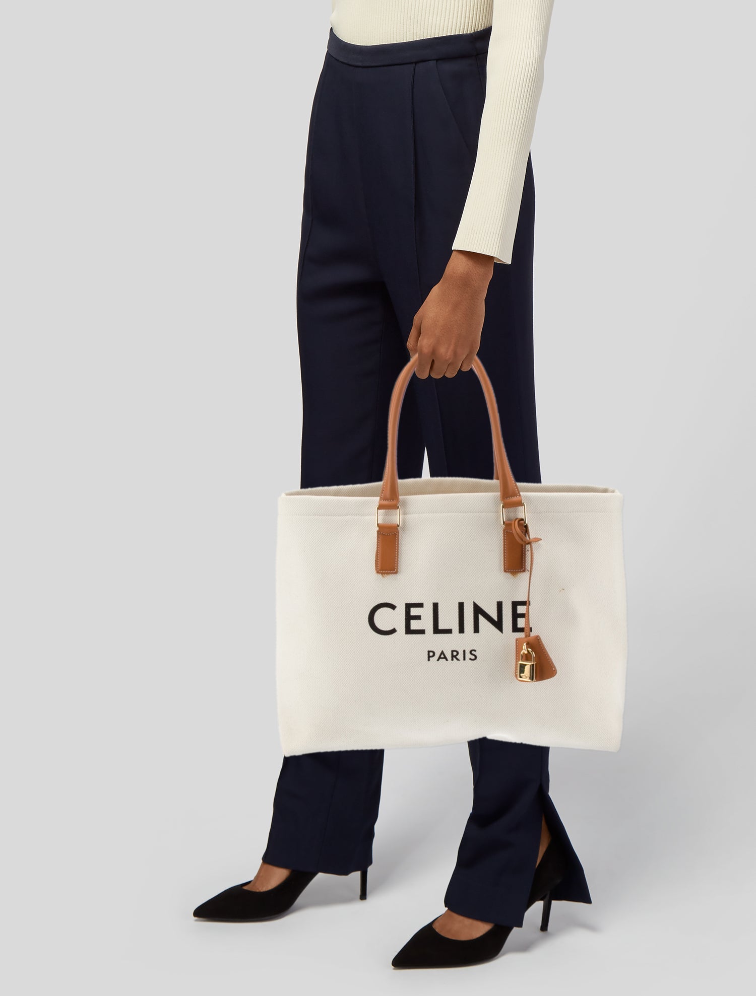 Celine Logo Horizontal Cabas Tote - Neutrals Totes, Handbags ...