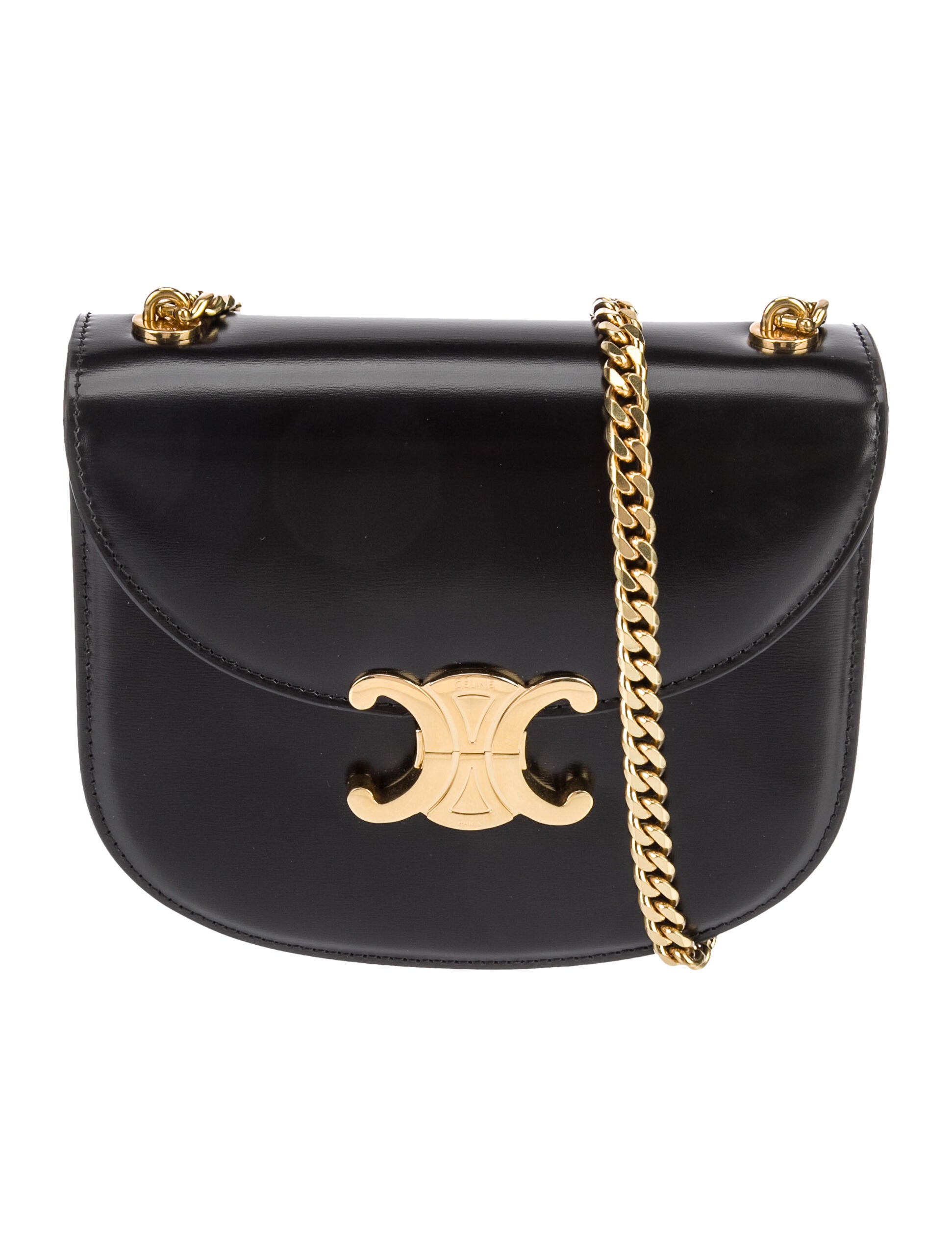 Celine Chain Besace Clea Triomphe Bag - Black Crossbody Bags, Handbags ...