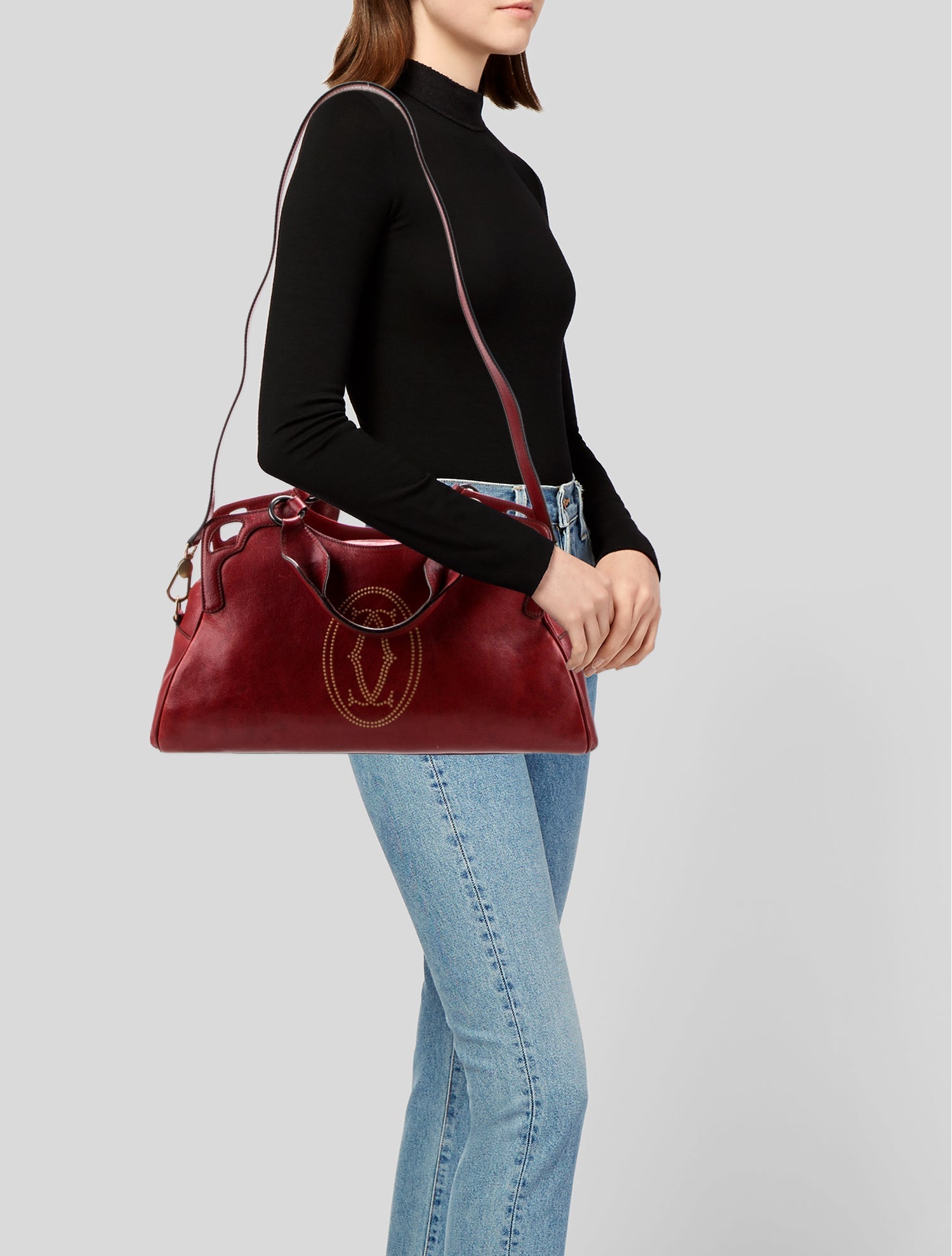 Cartier Leather Marcello Tote Bag - Red Handle Bags, Handbags ...