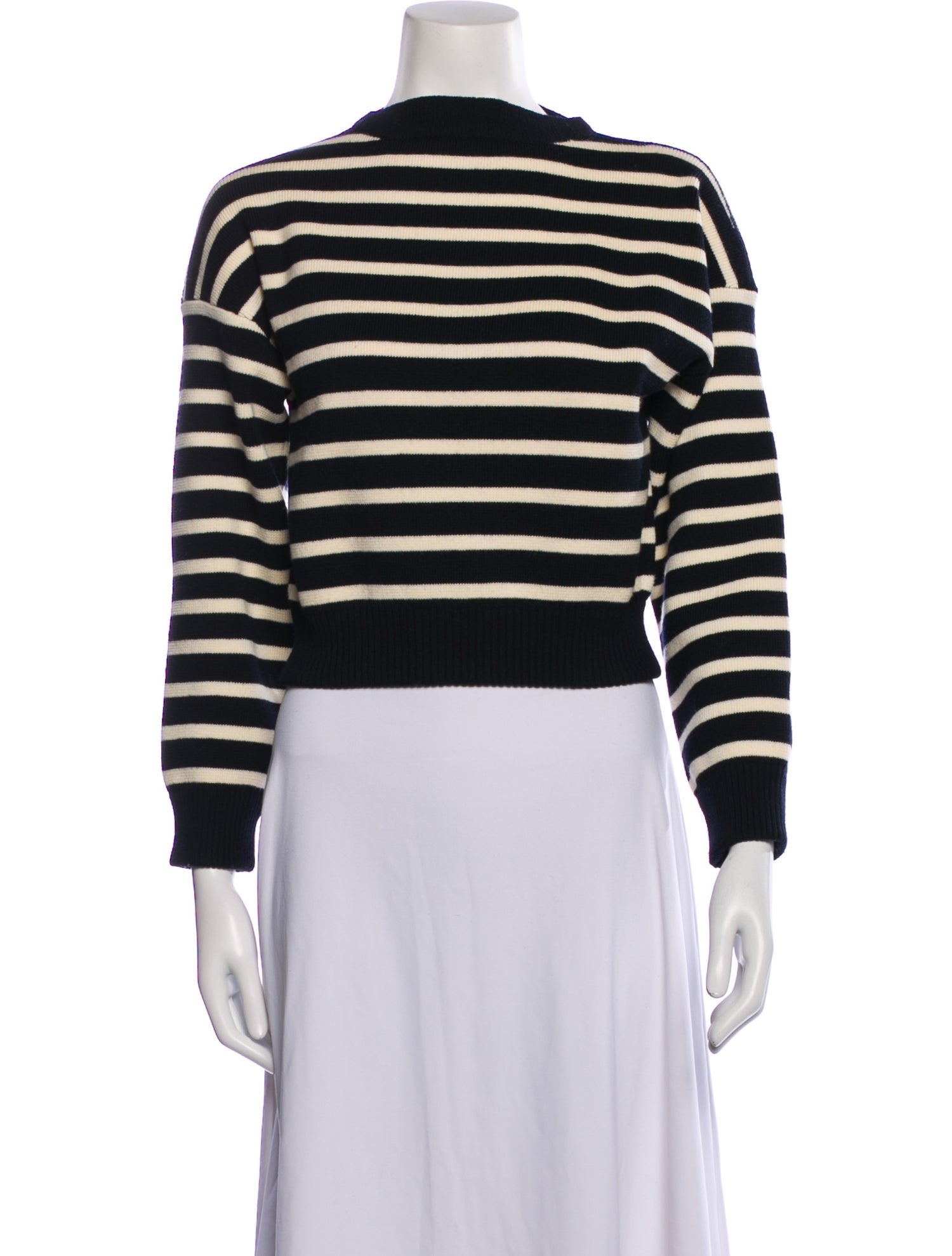 Celine Striped Mock Neck Sweater - Blue Knitwear, Clothing - CEL288010 ...