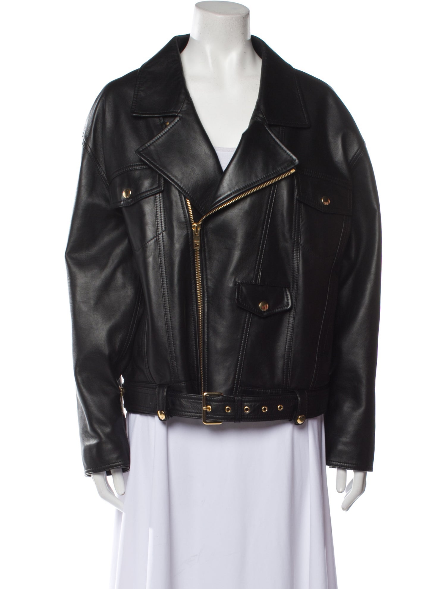 Celine Leather Biker Jacket w/ Tags - Black Jackets, Clothing ...