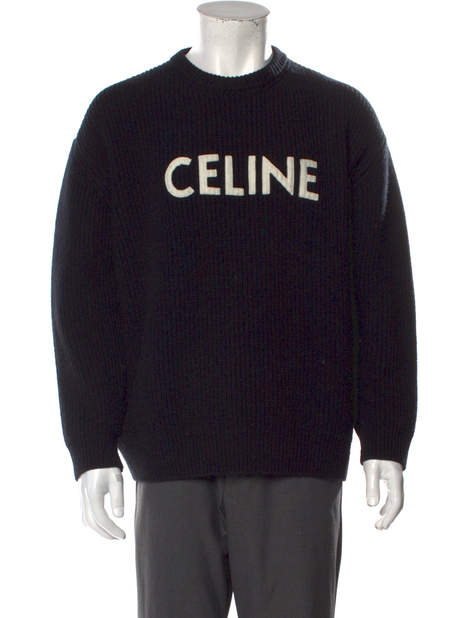 Celine Graphic Print Crew Neck Pullover - Black Sweaters, Clothing ...