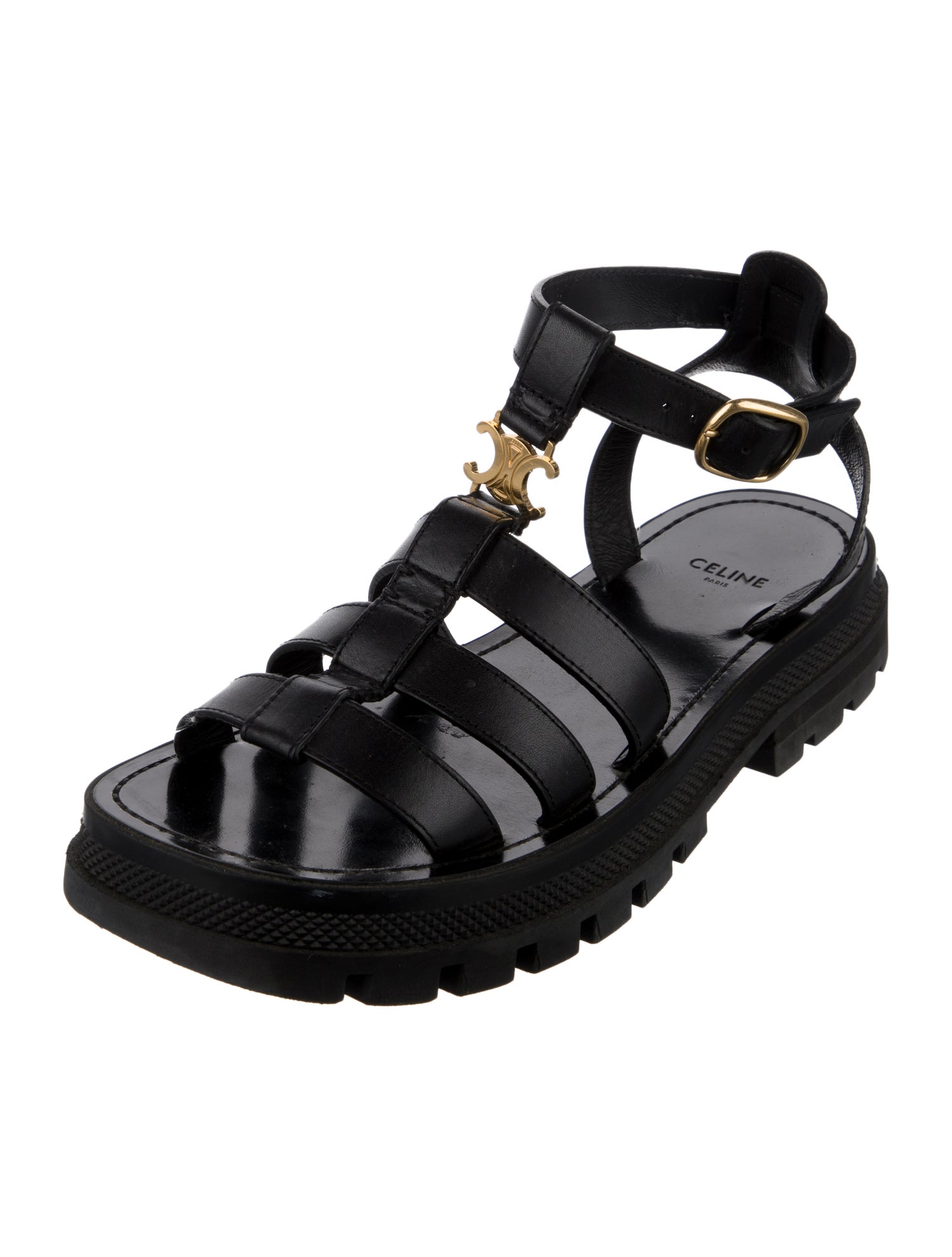 Celine Leather Gladiator Sandals - Black Sandals, Shoes - CEL291205 ...