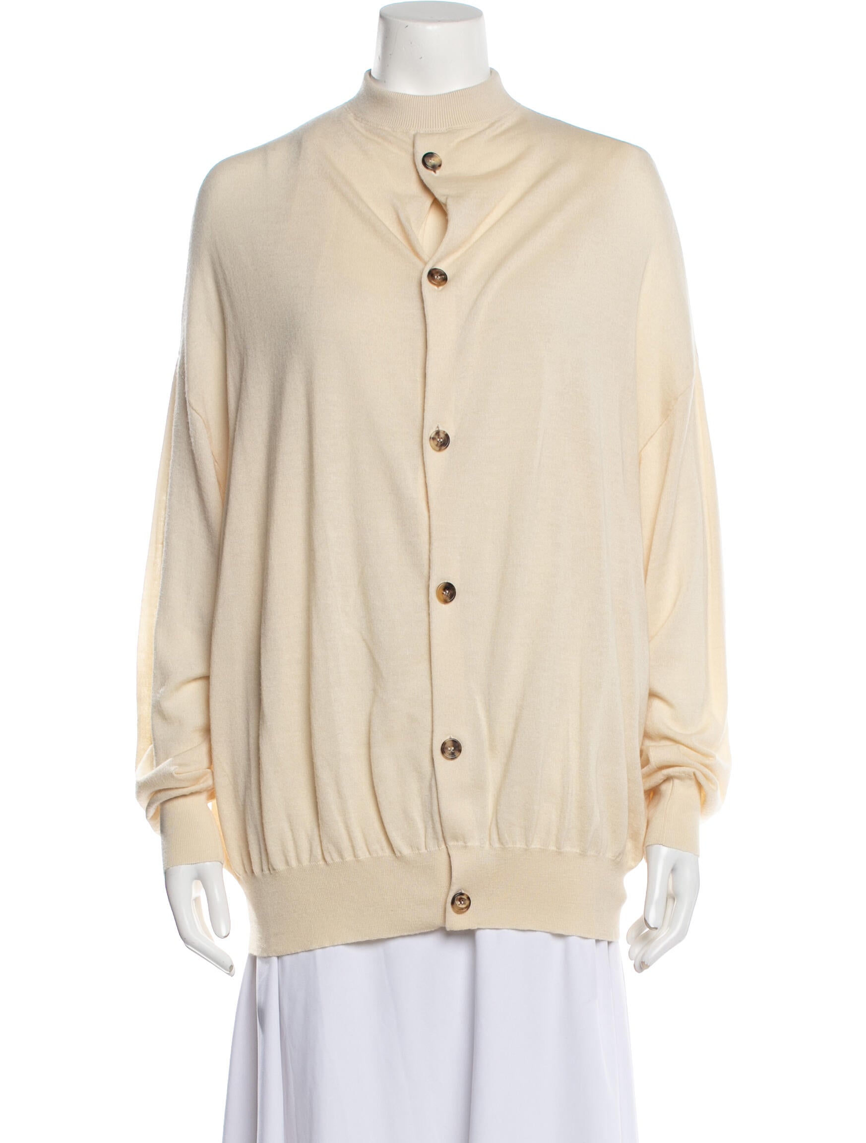 Celine Cashmere Mock Neck Sweater - Neutrals Knitwear, Clothing ...