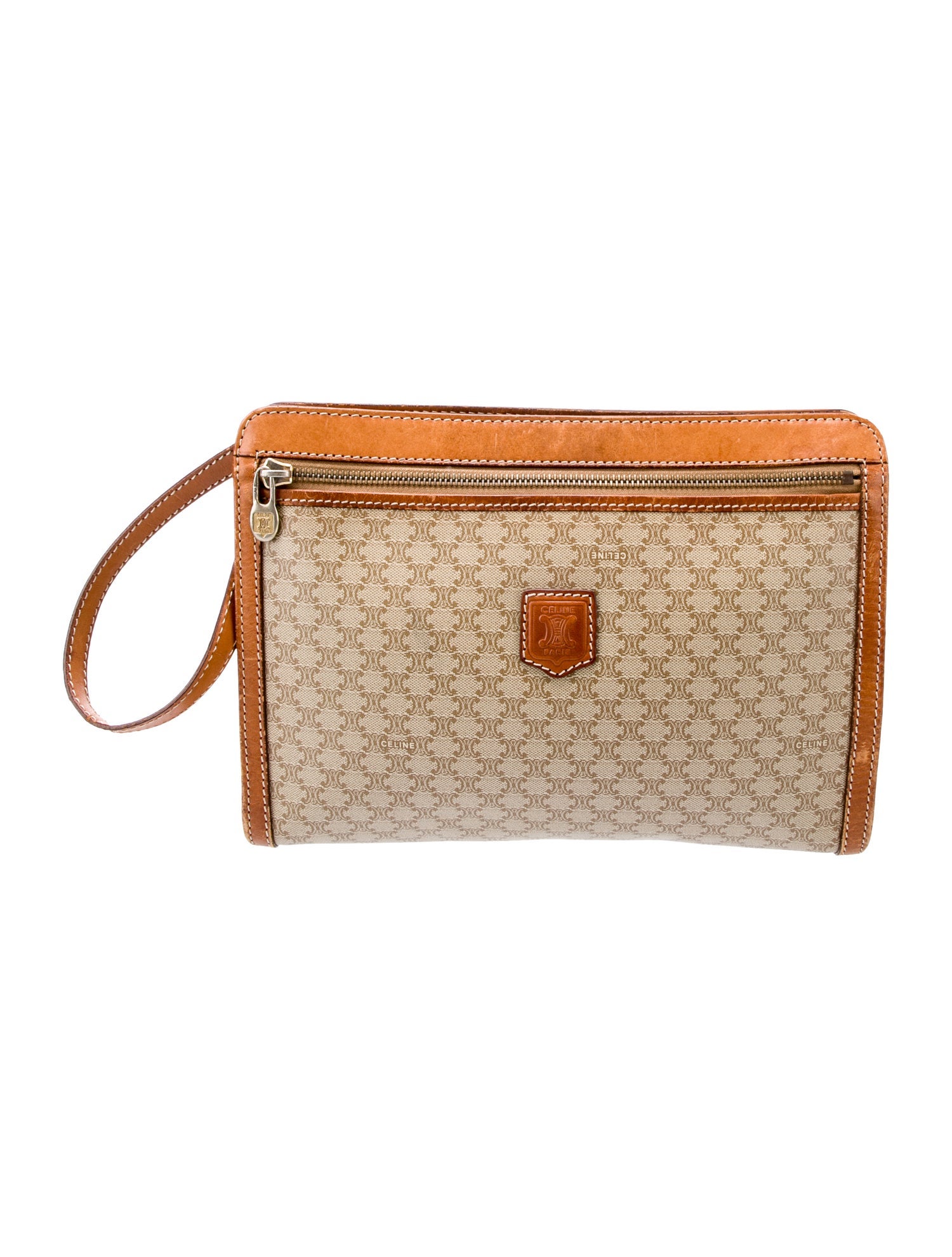 Celine Vintage Macadam Clutch - Brown Clutches, Handbags - CEL282735 ...