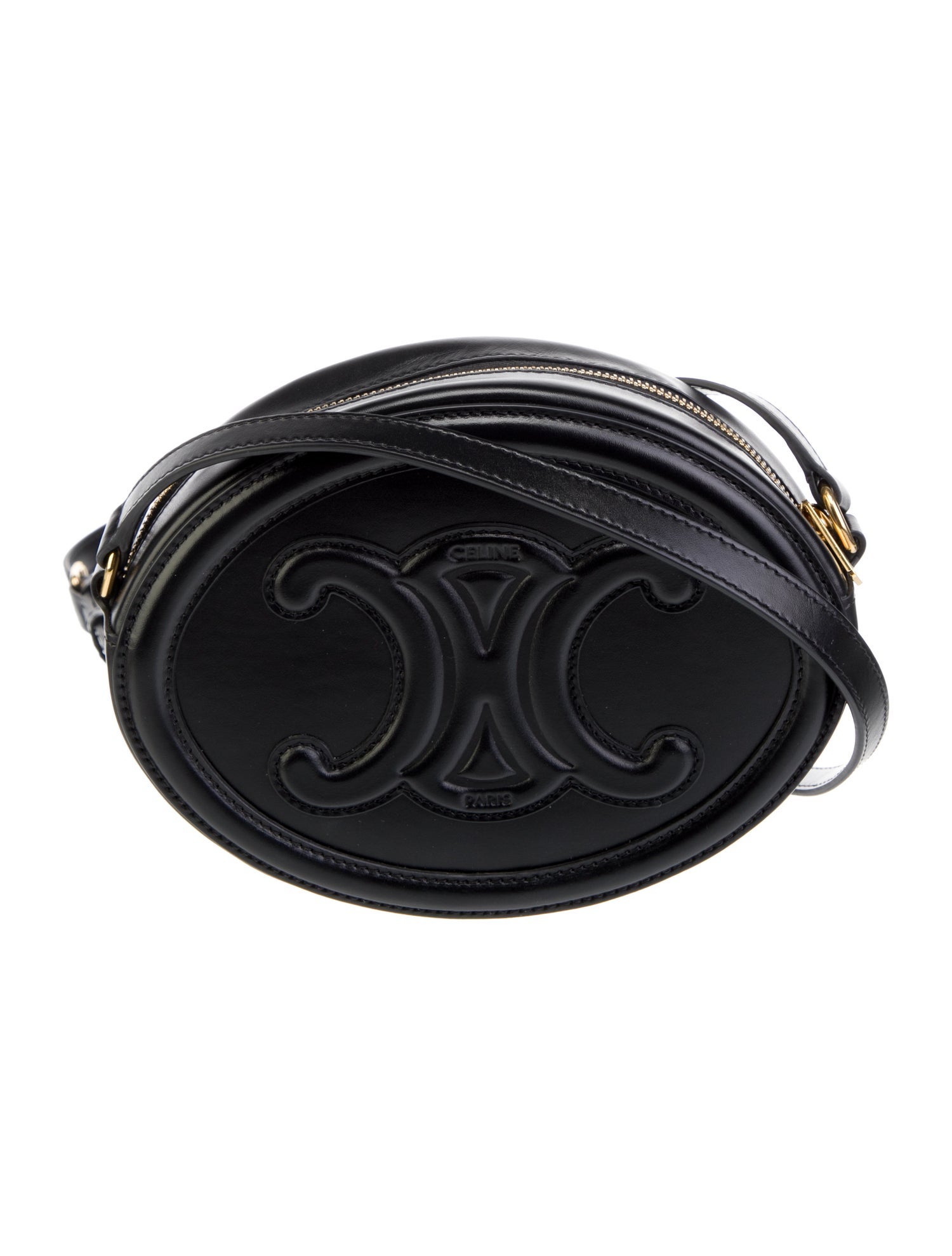 Celine Cuir Triomphe Oval Crossbody Bag - Black Crossbody Bags ...