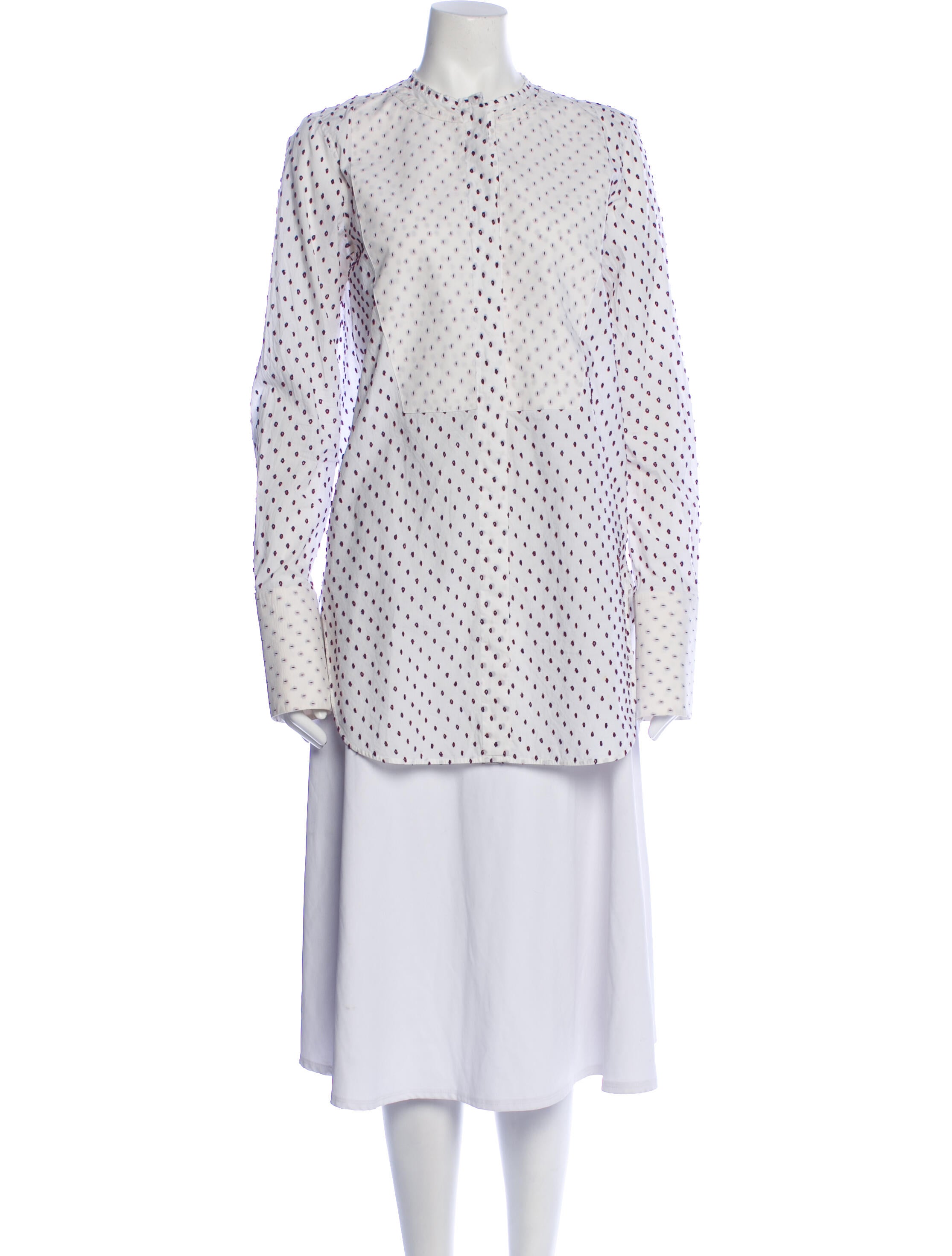 Celine Polka Dot Print Mock Neck Tunic - White Tops, Clothing ...
