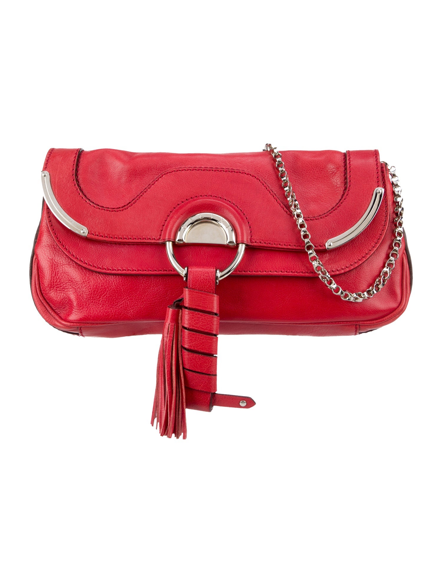 Celine Leather Chain-Link Shoulder Bag - Red Shoulder Bags, Handbags ...