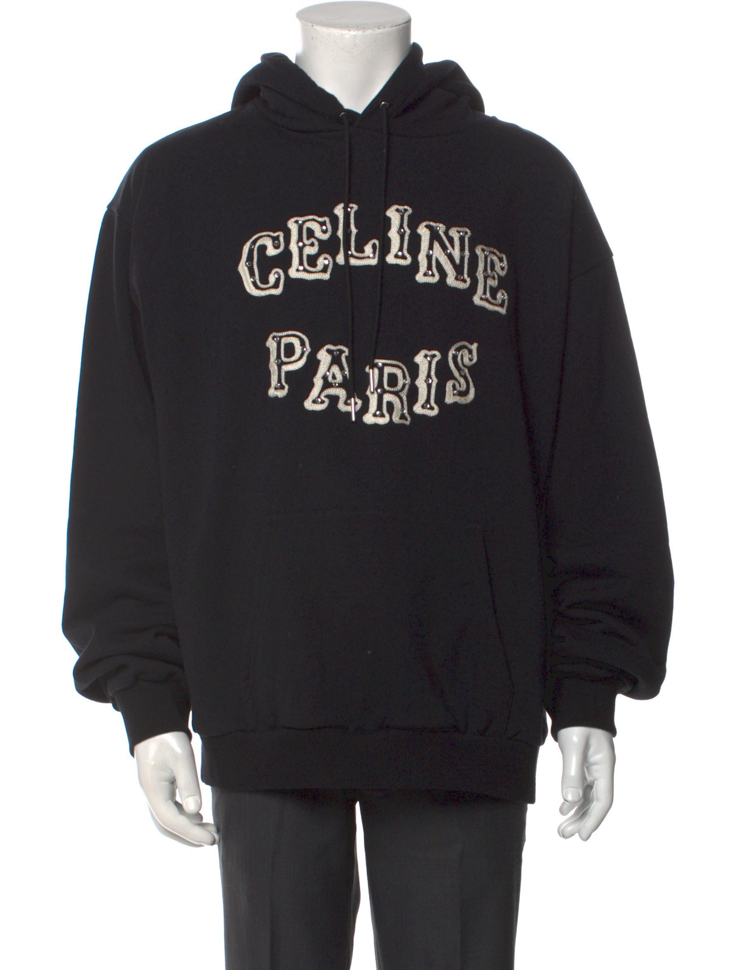 Celine 2023-2024 Chain Stitch Logo Hoodie - Black Sweatshirts & Hoodies ...