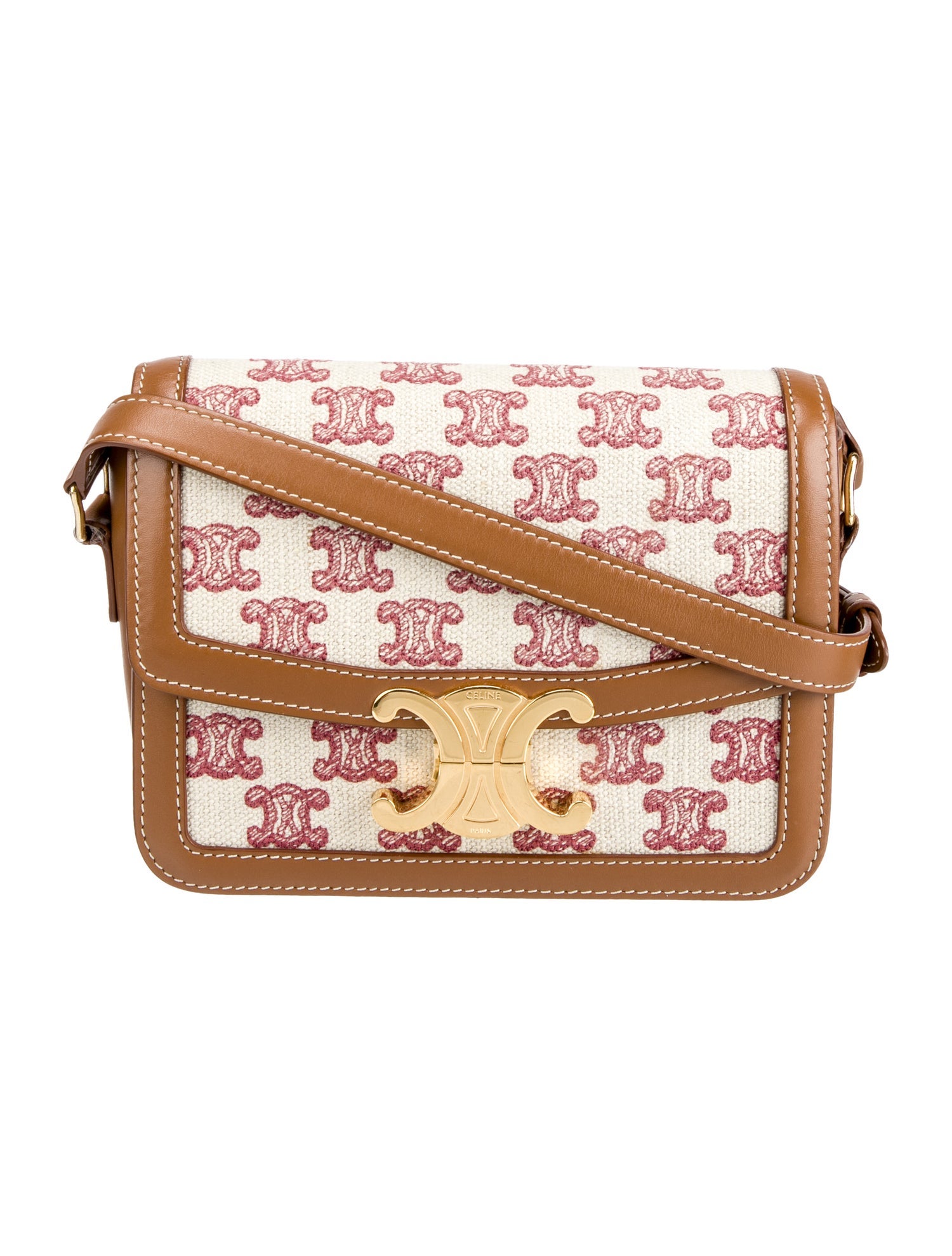 Celine Classique Canvas Teen Triomphe Bag - Brown Crossbody Bags ...