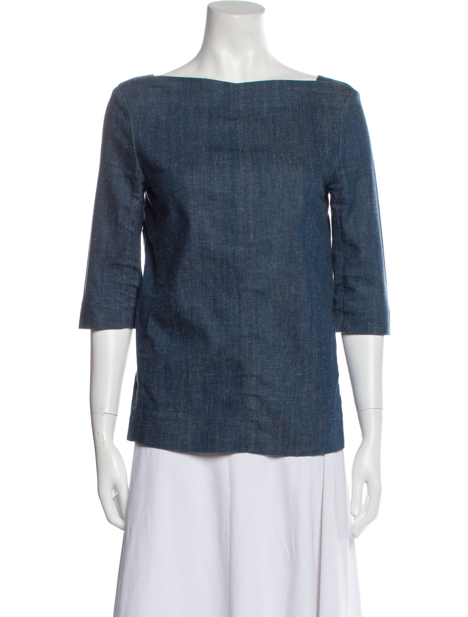 Celine Bateau Neckline Three-Quarter Sleeve Tunic - Blue Tops, Clothing ...