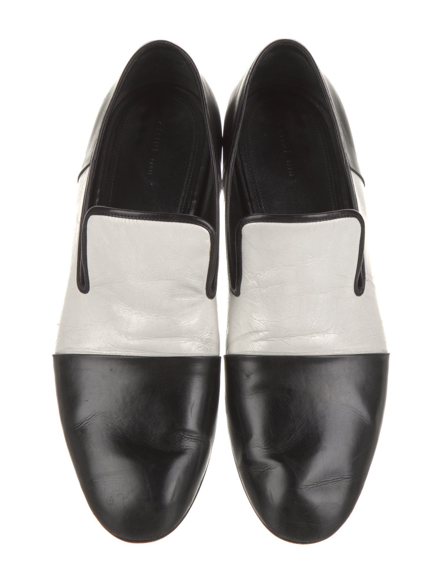 Celine Leather Colorblock Pattern Loafers - Black Loafers, Shoes ...