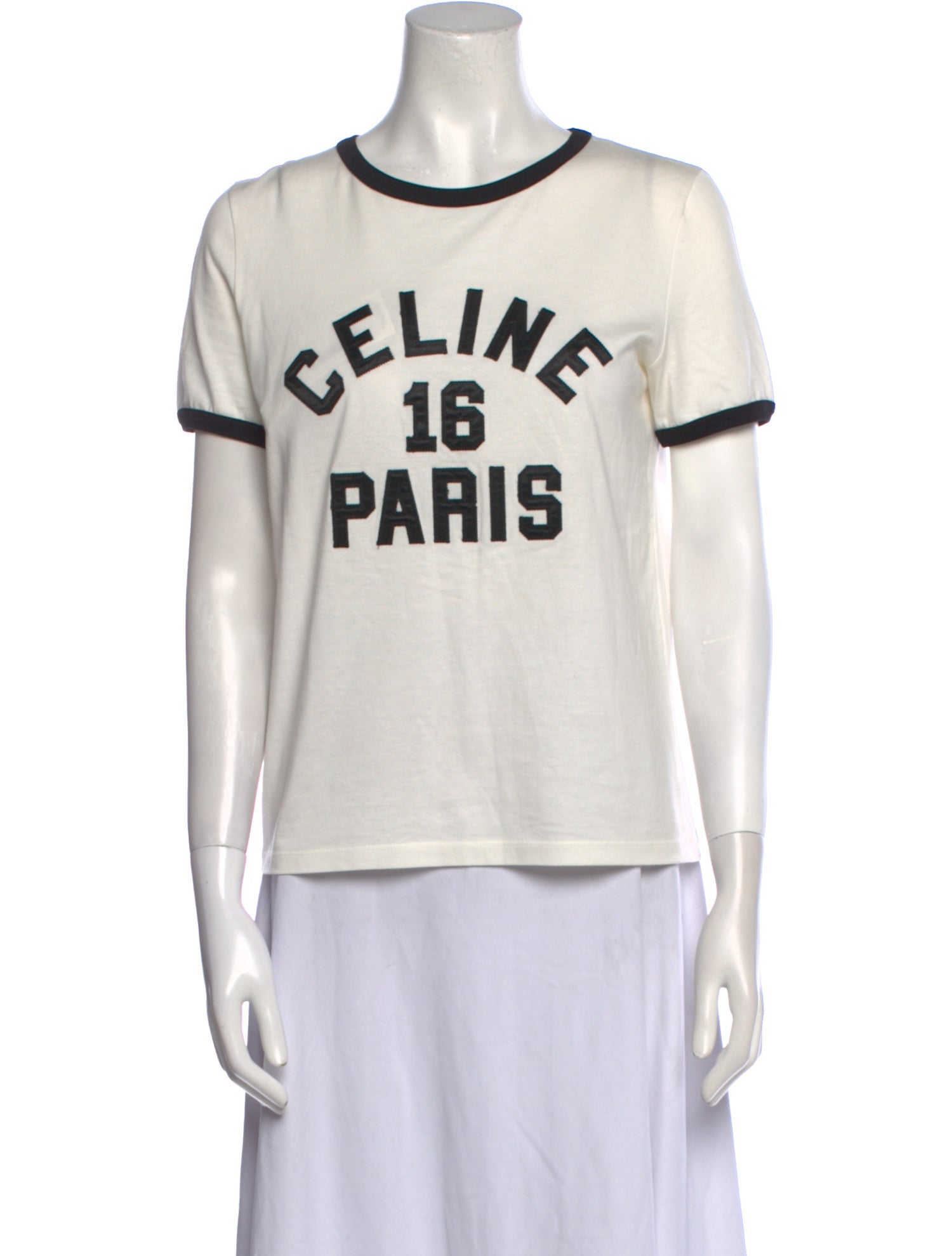 Celine Graphic Print Crew Neck T-Shirt - White Tops, Clothing ...