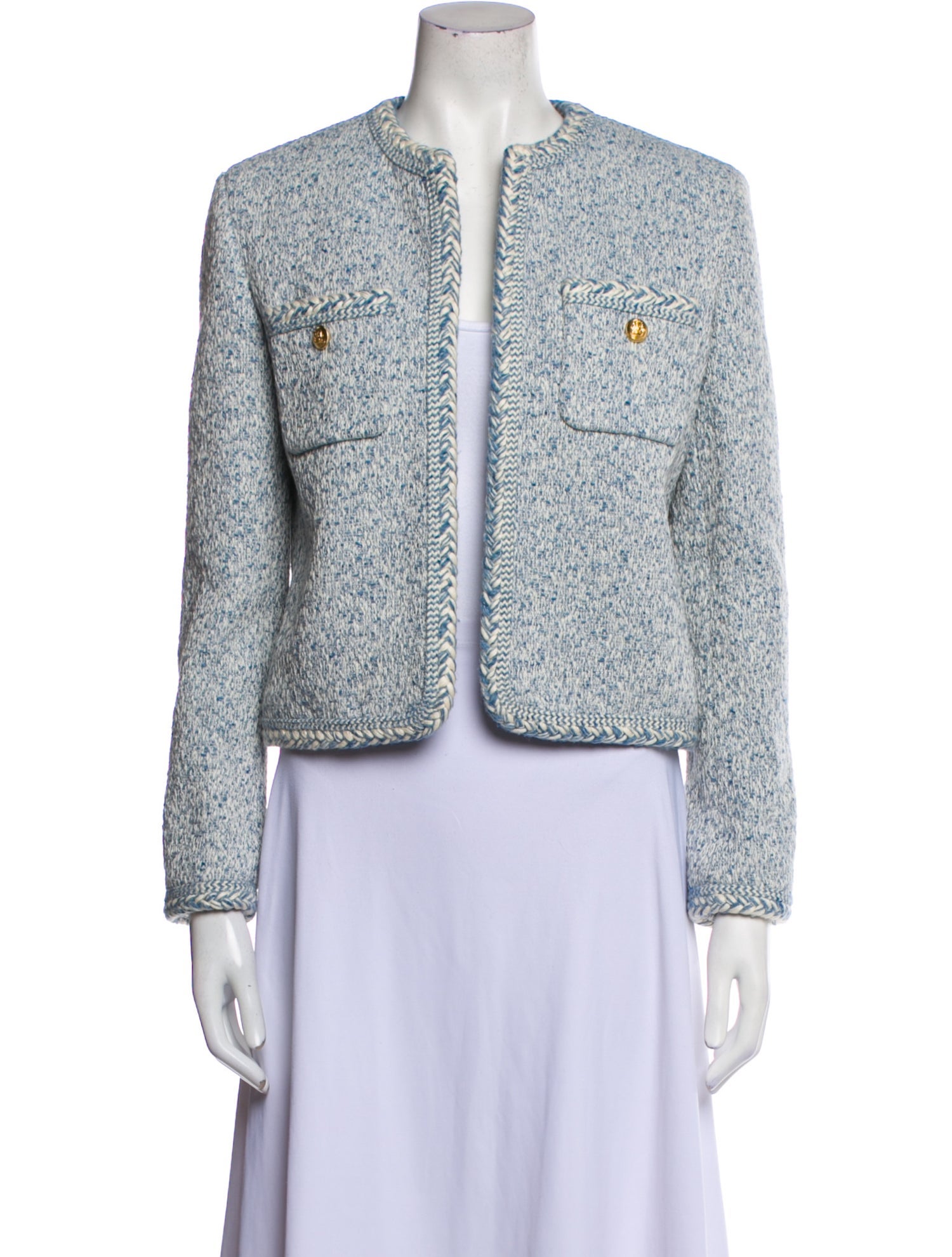 Celine Tweed Pattern Evening Jacket - Blue Jackets, Clothing ...