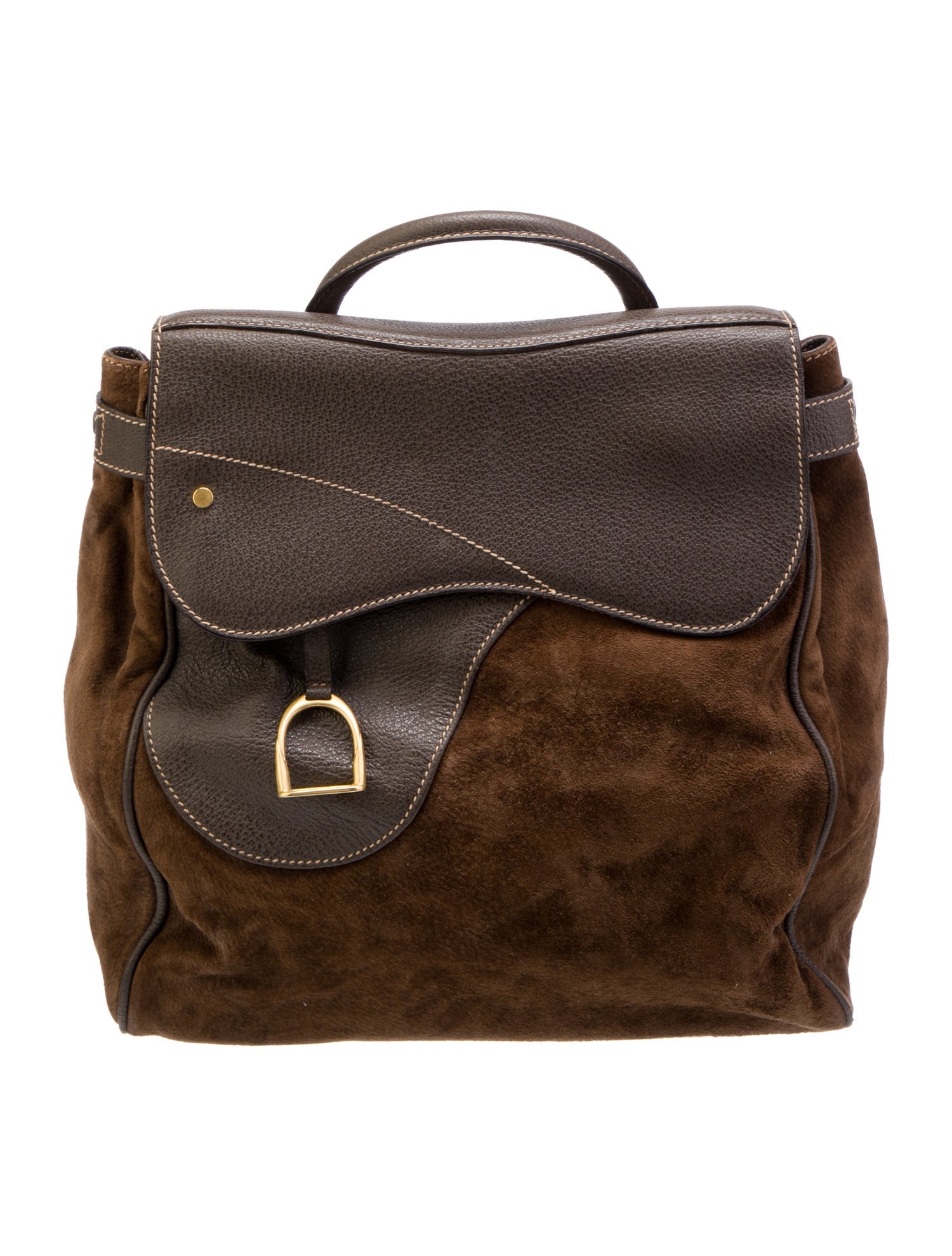 Gucci Leather-Trimmed Suede Saddle Backpack - Brown Backpacks, Handbags ...