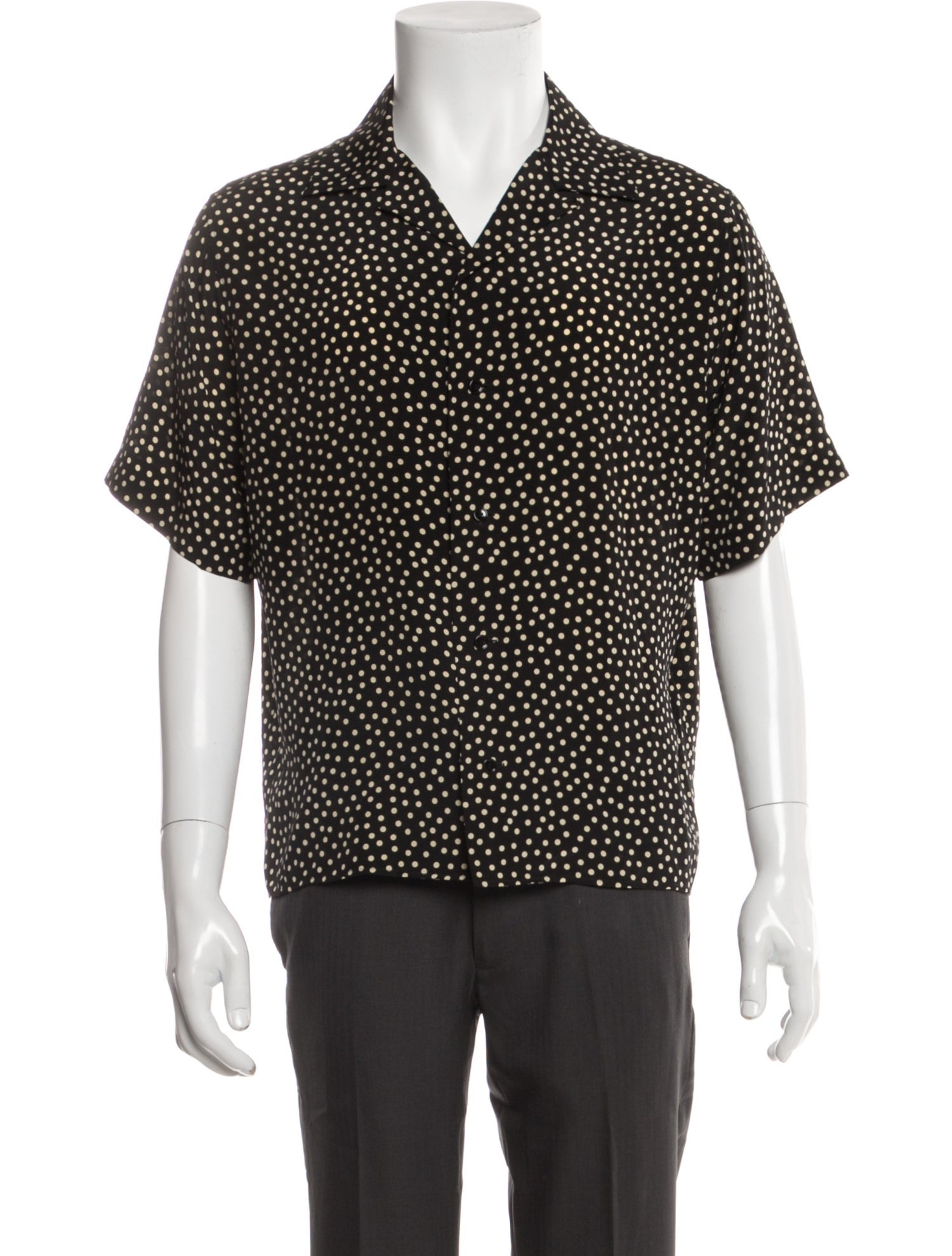 Celine Silk Polka Dot Print Shirt - Black Casual Shirts, Clothing ...