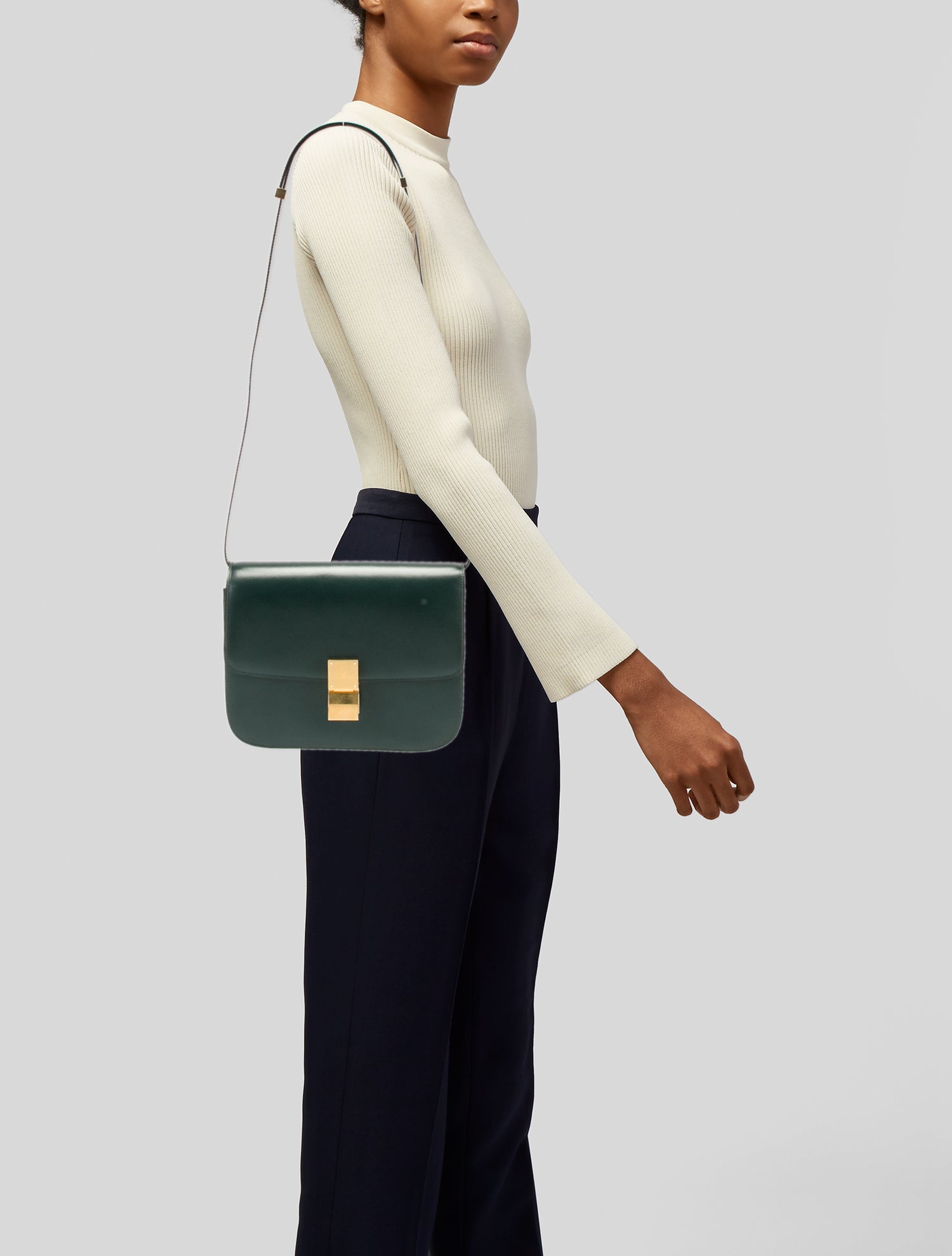 Celine Medium Classic Box Bag - Green Crossbody Bags, Handbags ...