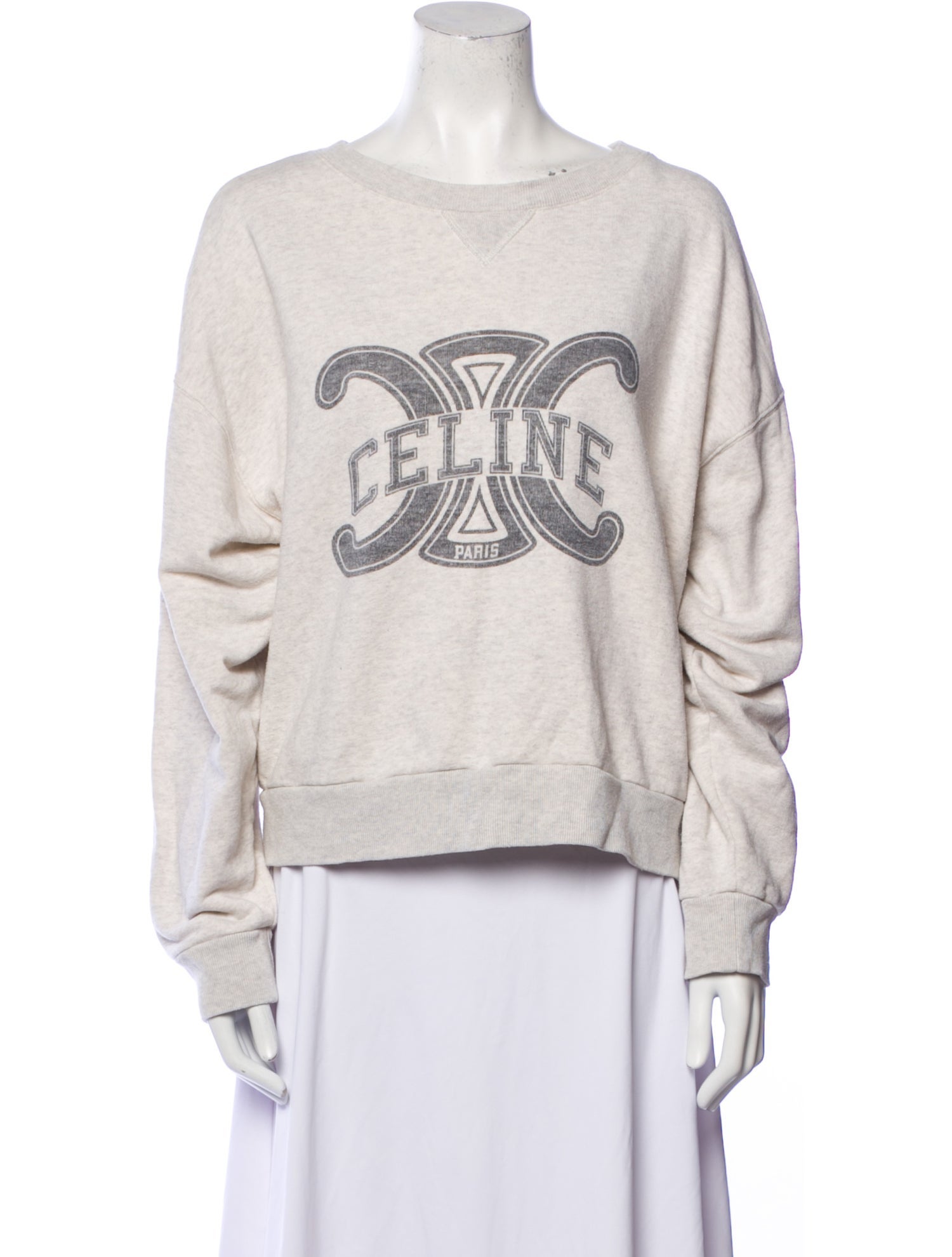 Celine Graphic Print Crew Neck Sweatshirt - Grey Tops, Clothing ...