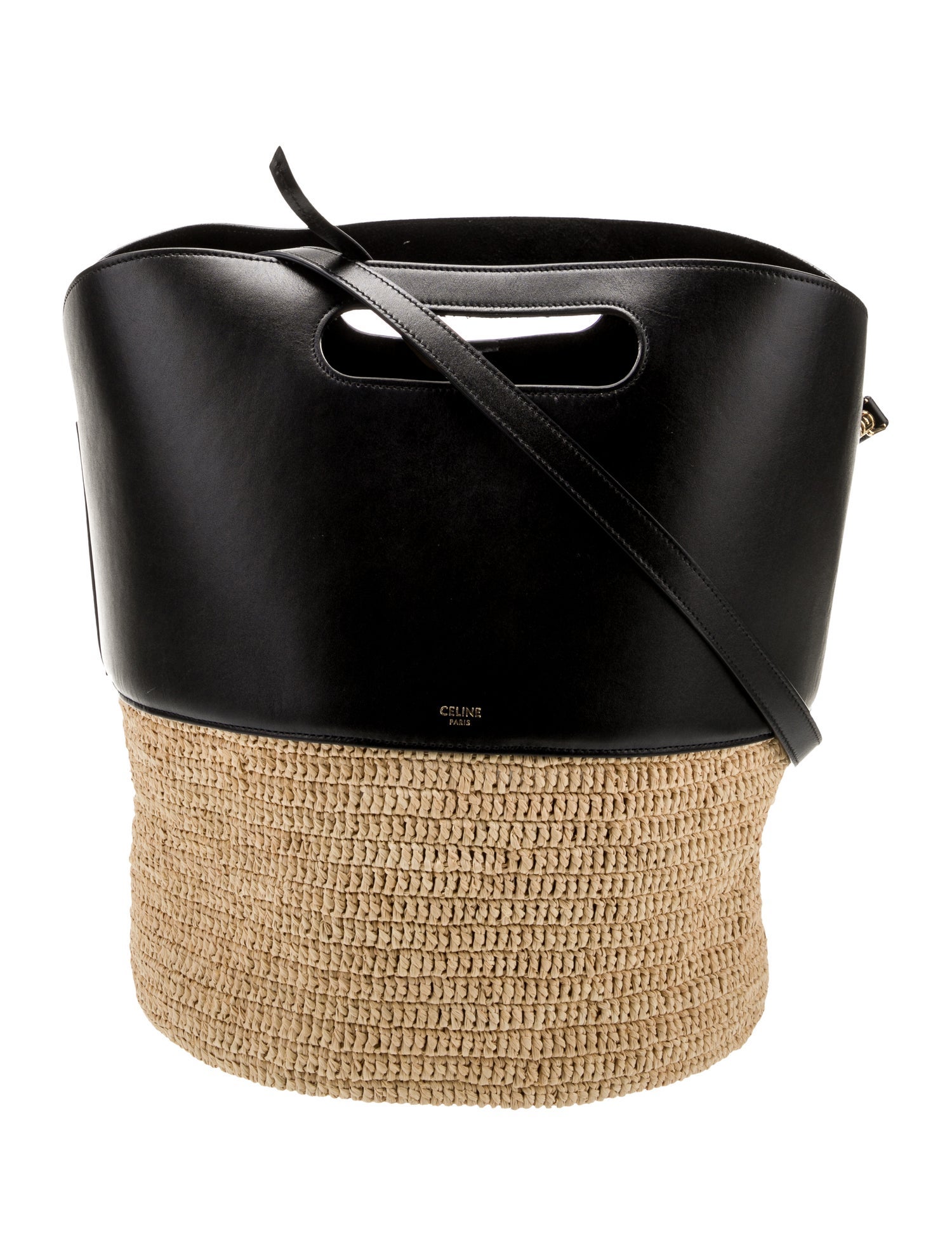 Celine Raffia Raffia Basket Medium - Black Bucket Bags, Handbags ...