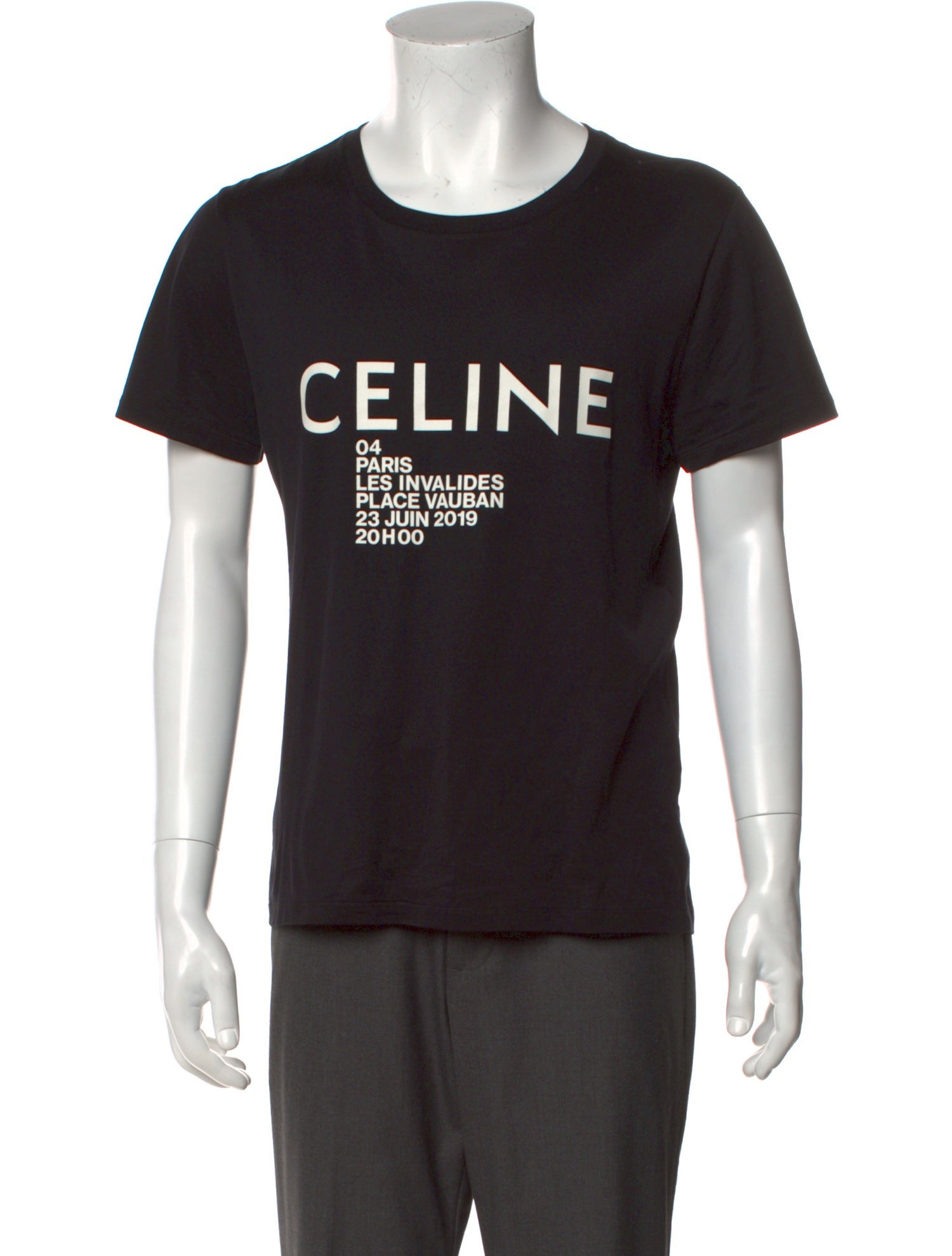 Celine Graphic Print Crew Neck T-Shirt - Black T-Shirts, Clothing ...