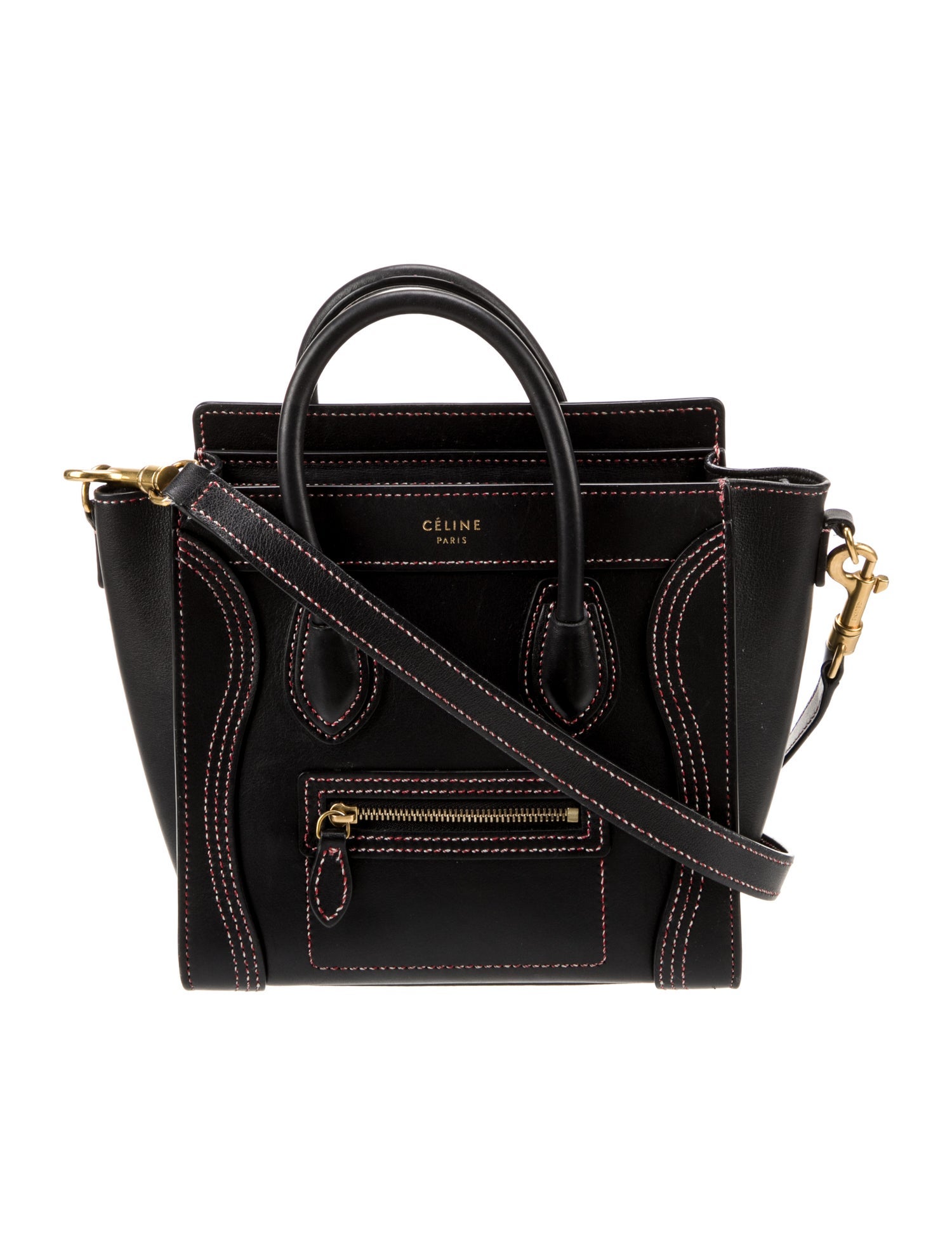 Celine Leather Luggage Nano Black Totes Handbags CEL312182 The RealReal