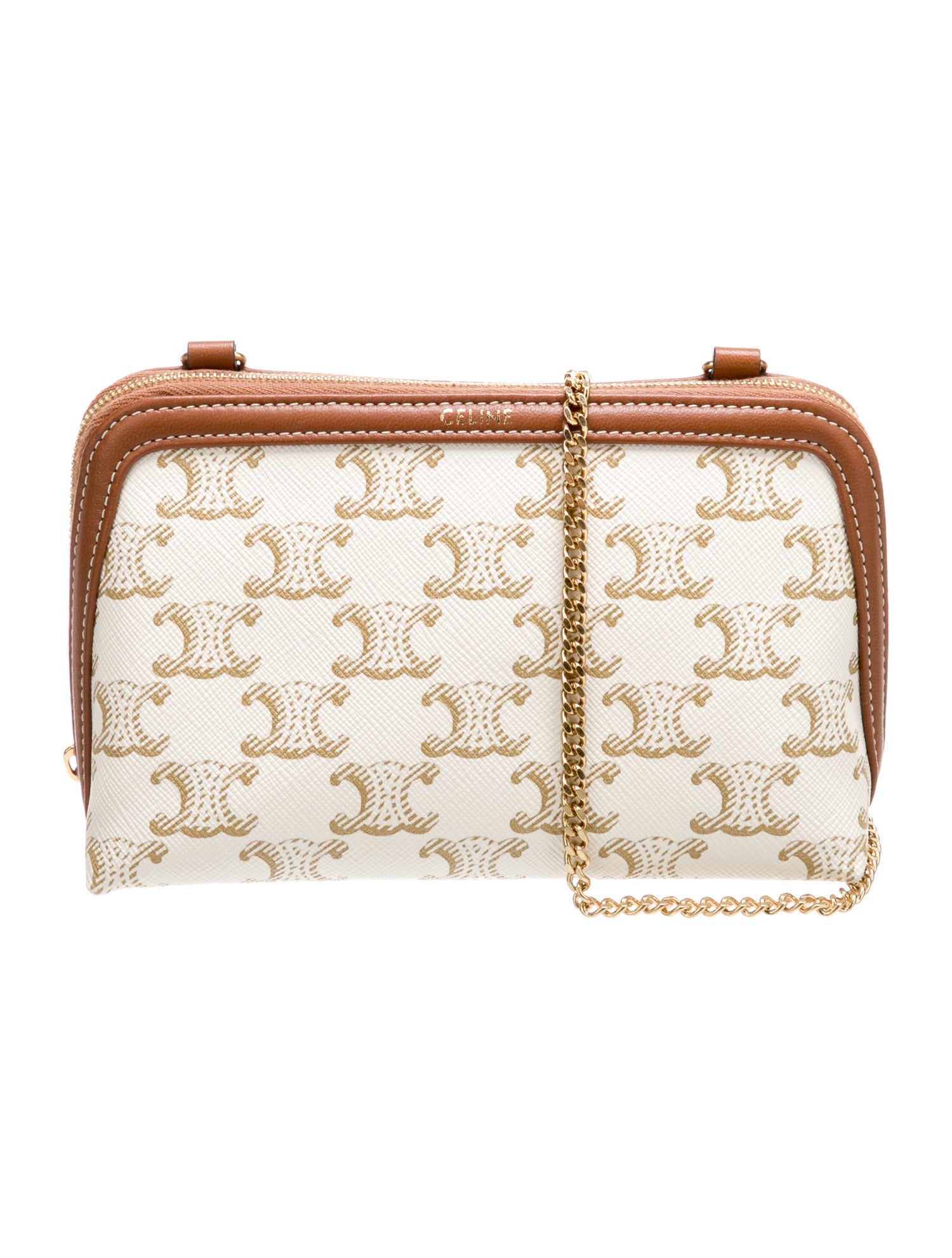 Celine Triomphe Clutch on Chain 2023 - Neutrals Crossbody Bags ...