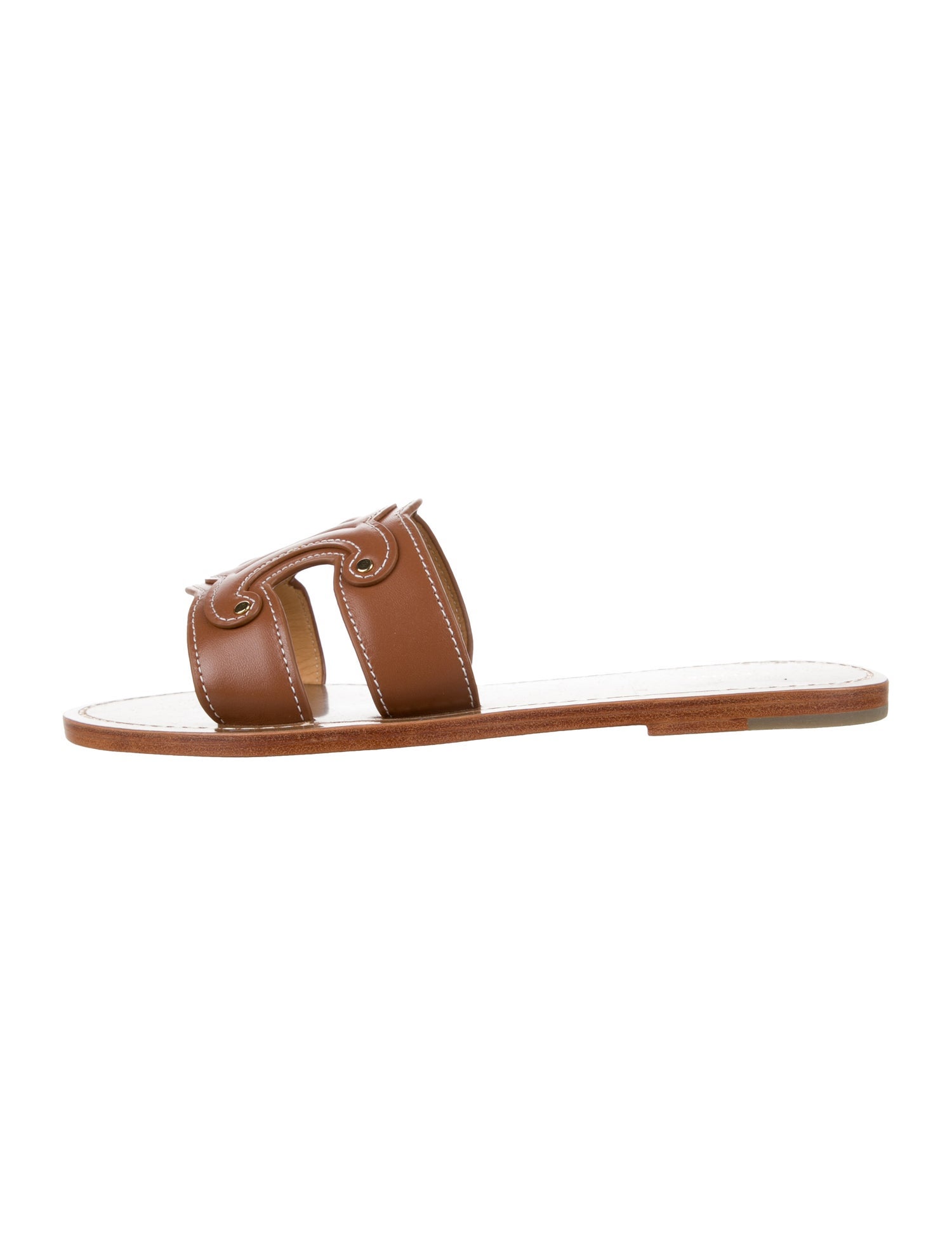 Celine Leather Slides - Brown Sandals, Shoes - CEL313450 | The RealReal