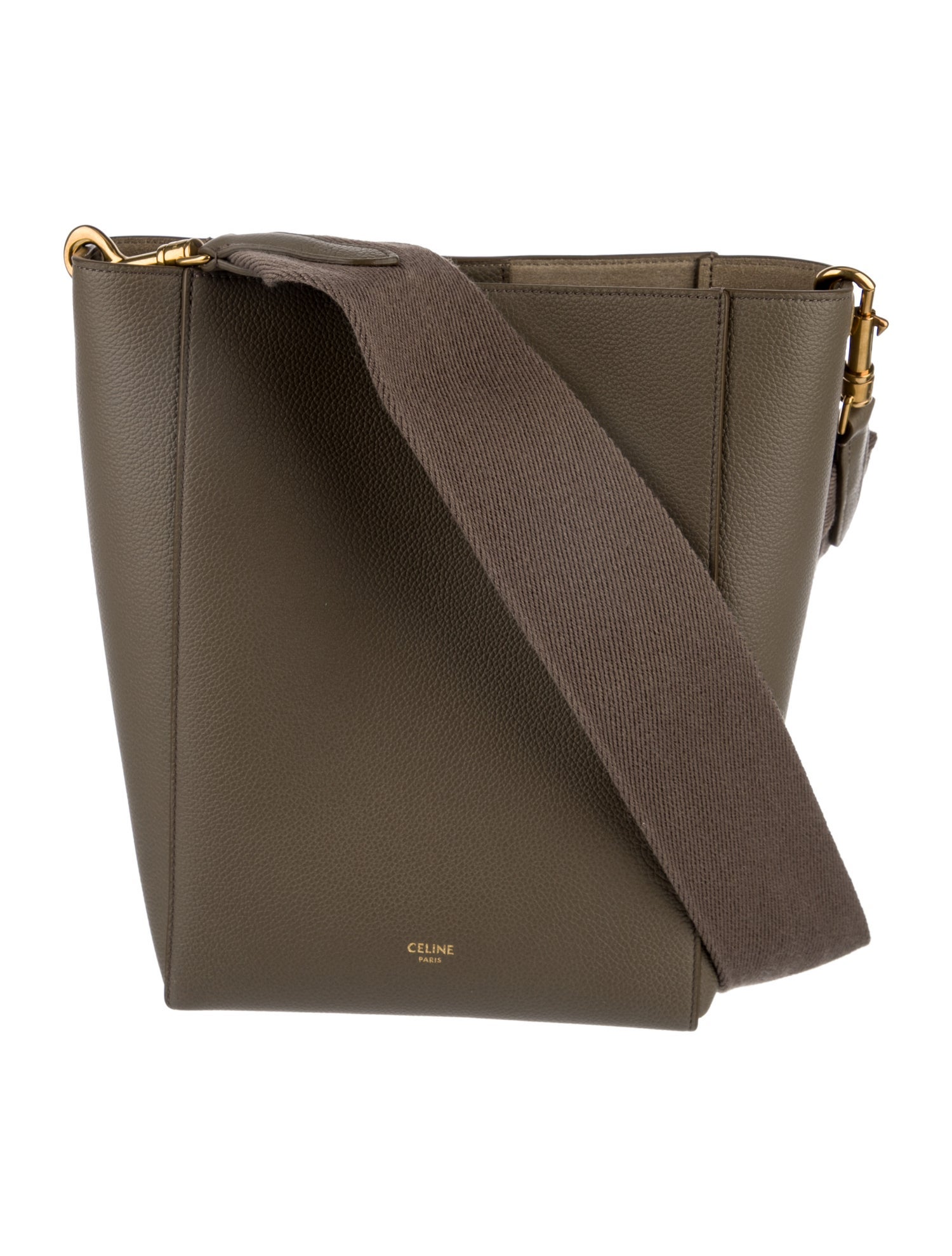 Celine Leather Seau Sangle Small - Neutrals Bucket Bags, Handbags ...