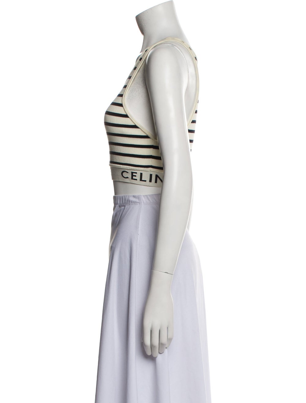 Celine Crop Top By Hedi Slimane Black & Neutrals Stri… - Gem