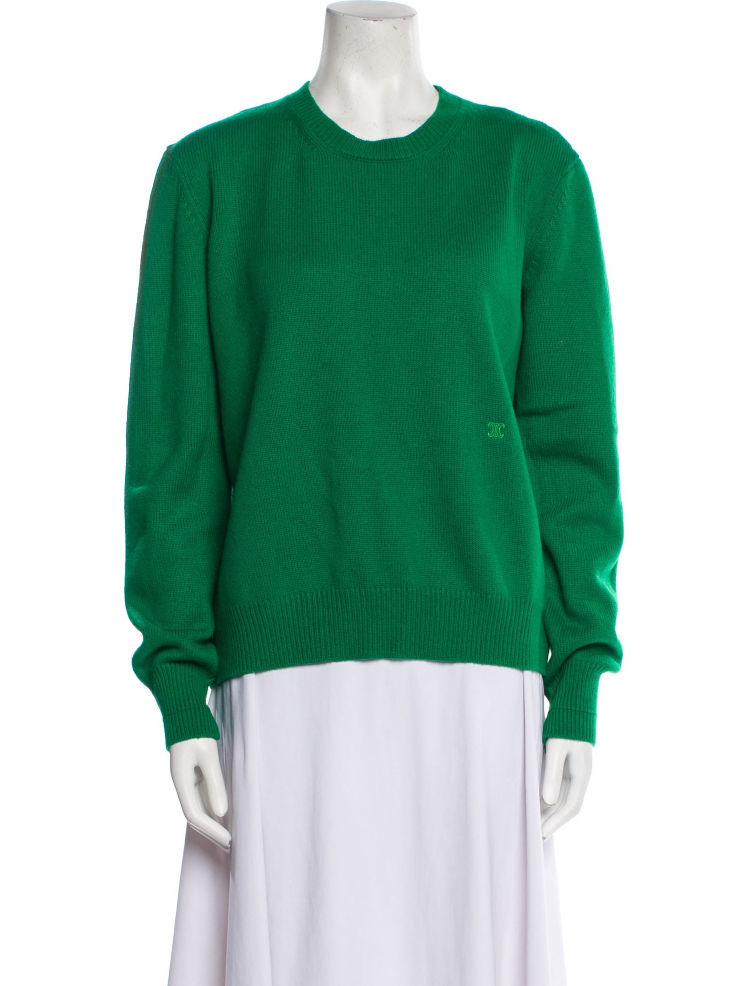 Celine Cashmere Crew Neck Sweater - Green Knitwear, Clothing ...