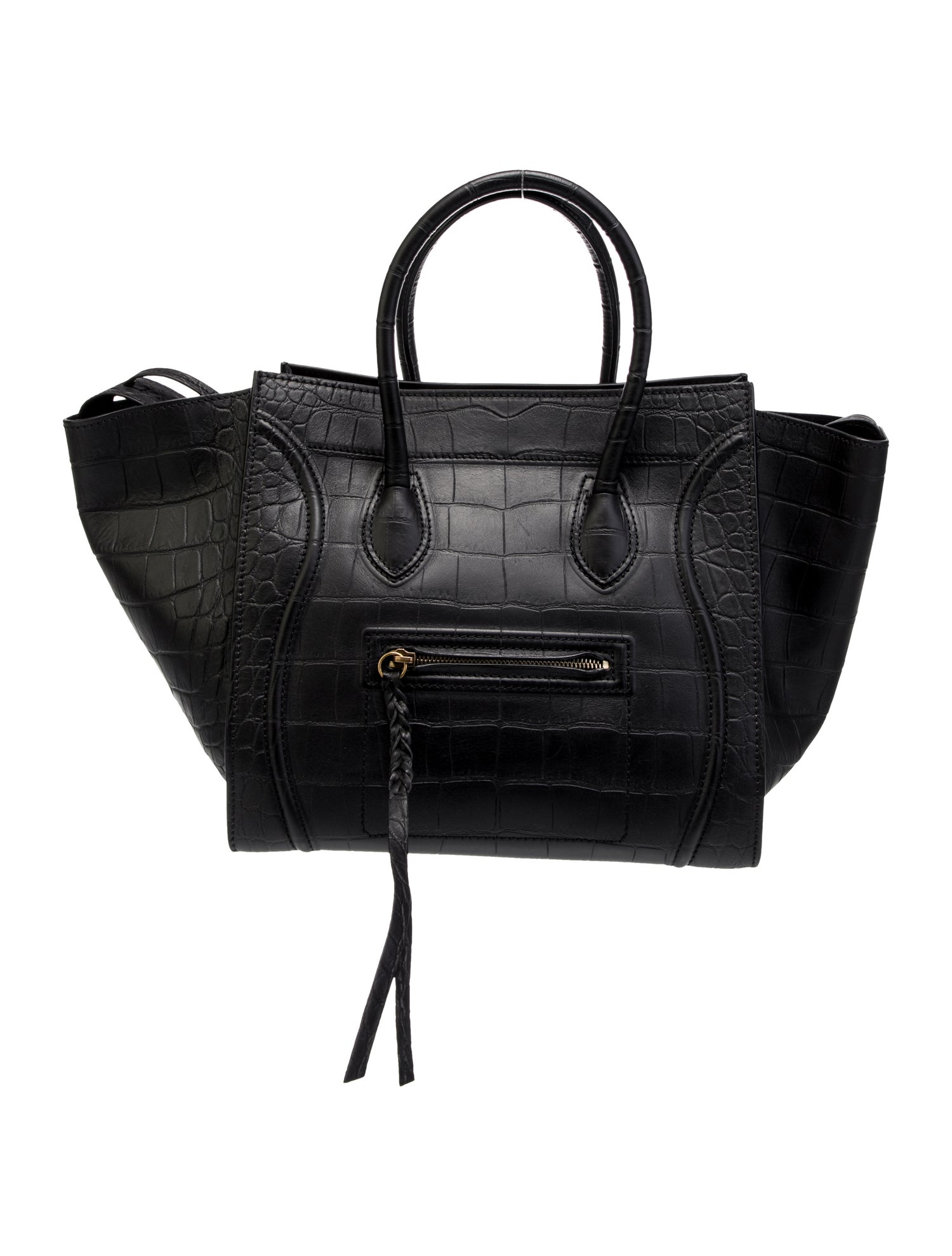 Celine Leather Luggage Phantom Medium - Black Totes, Handbags ...