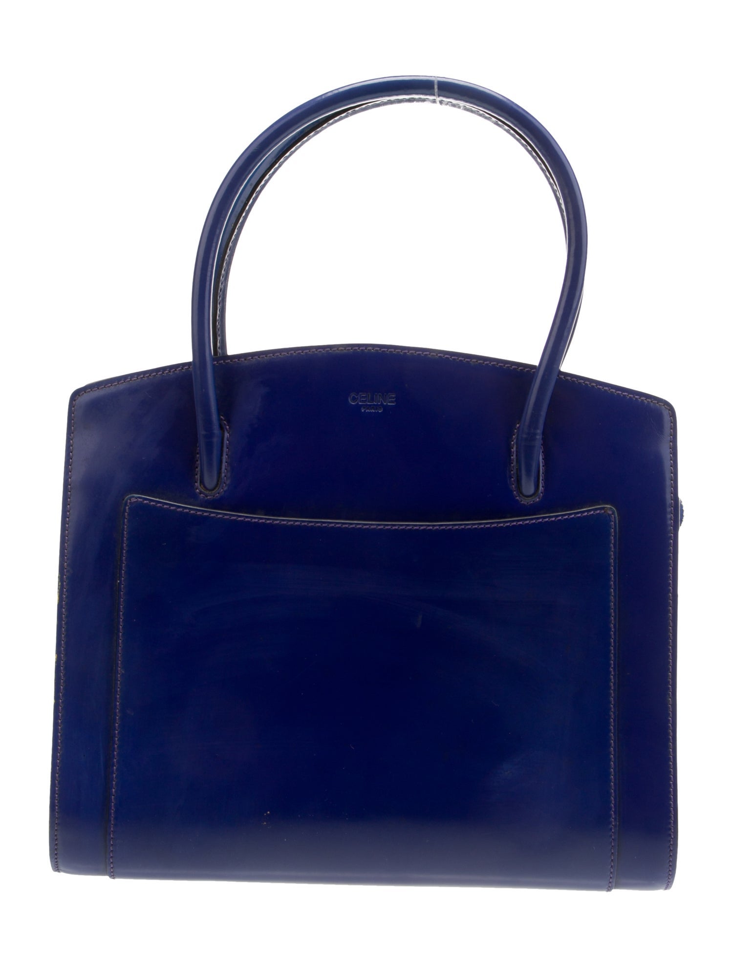 Celine Leather Top Handle Bag Vintage - Blue Handle Bags, Handbags ...