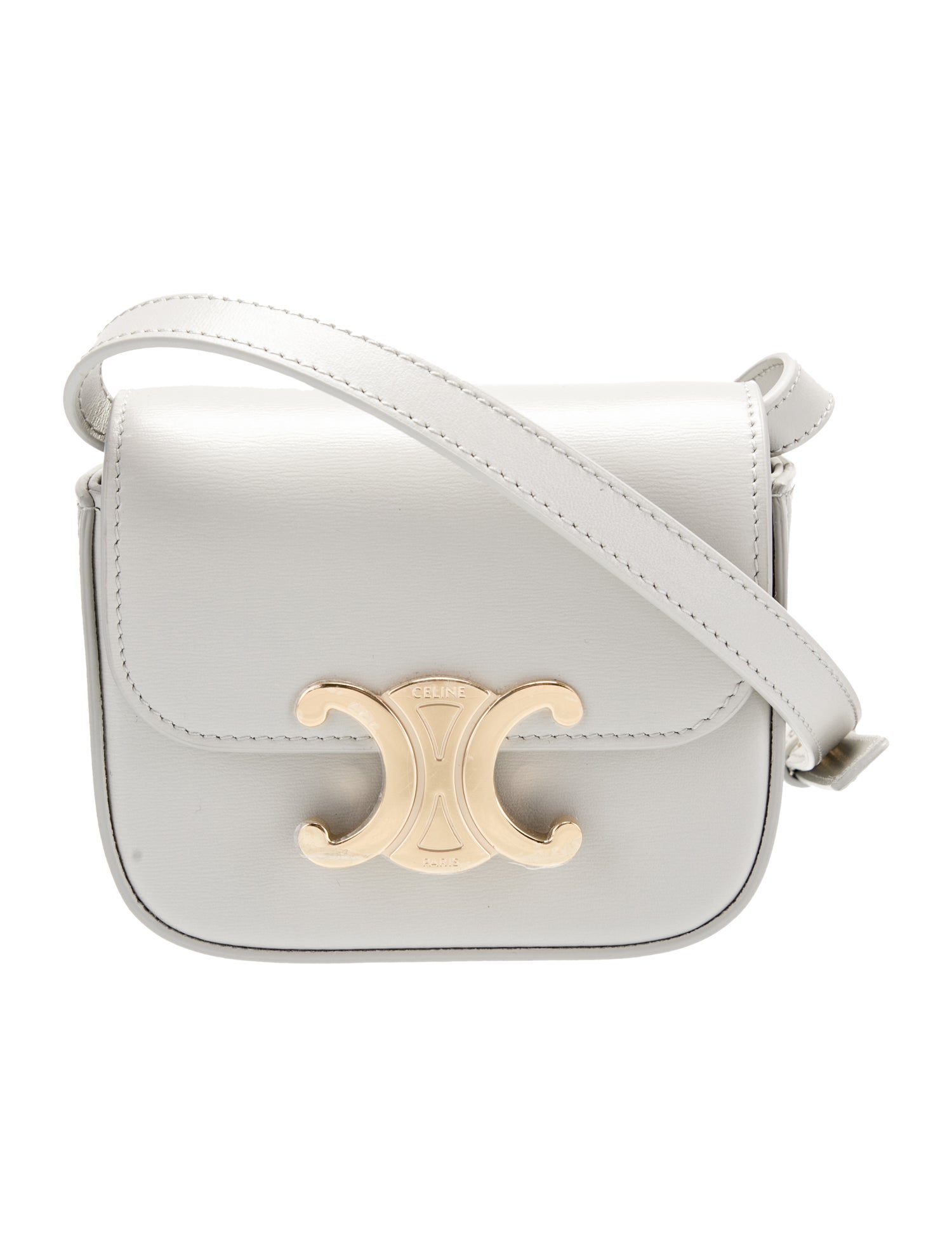 Celine Leather Triomphe Claude Mini - White Mini Bags, Handbags ...