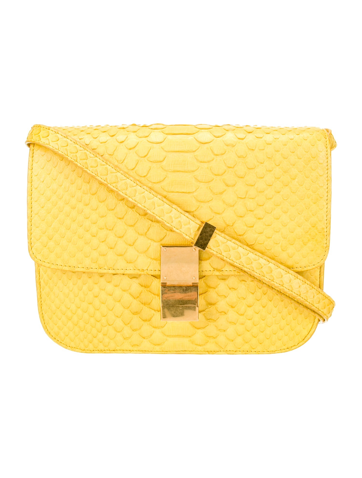 Celine Python Classic Medium - Yellow Shoulder Bags, Handbags - CEL334310 | The RealReal