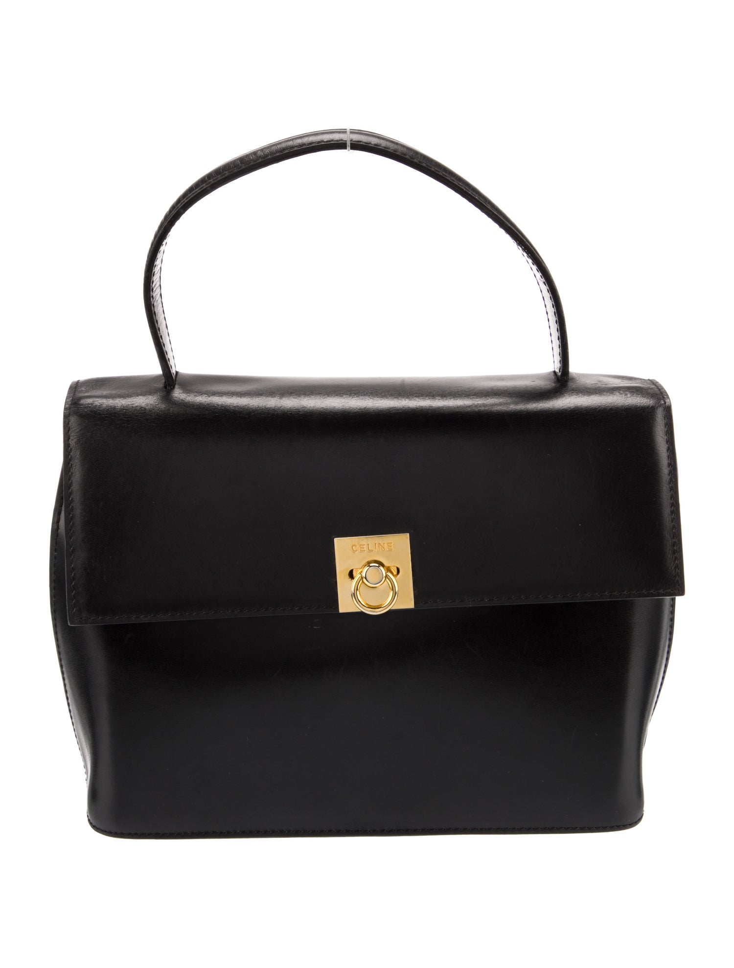 Celine Leather Top Handle Bag Vintage - Black Handle Bags, Handbags ...